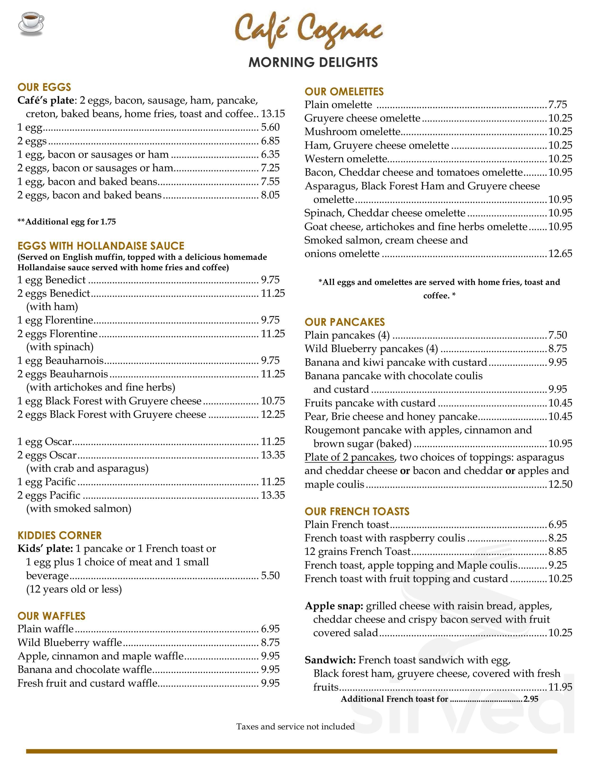 Cafe Cognac menu in Gatineau, Quebec J9J 4K1, Canada