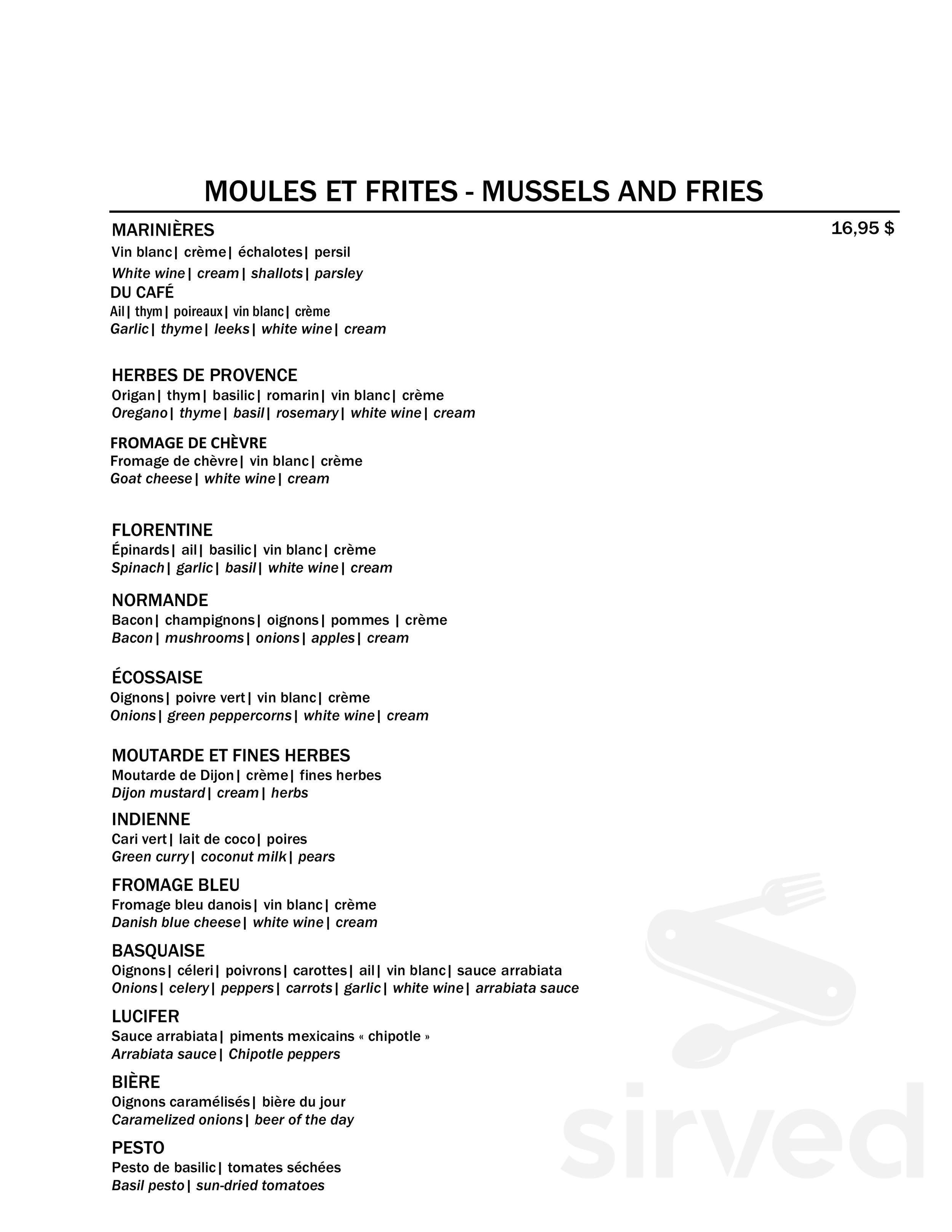 Cafe Cognac menu in Gatineau, Quebec J9J 4K1, Canada