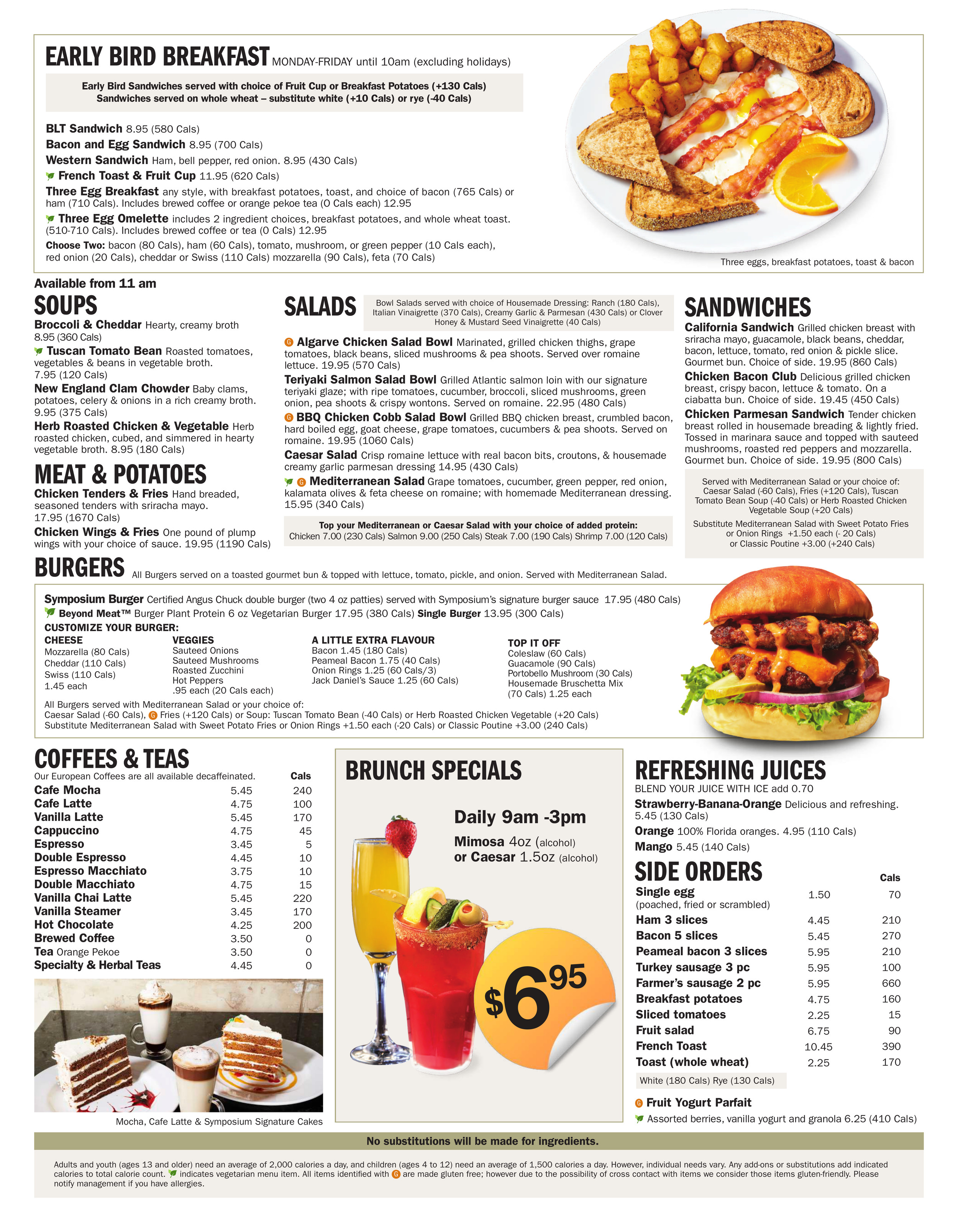 Symposium Cafe Restaurant Cambridge menu in Cambridge, Ontario, Canada