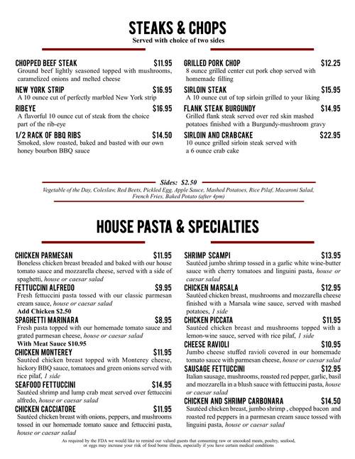 Lion's Pride Restaurant menu in Red Lion, Pennsylvania, USA