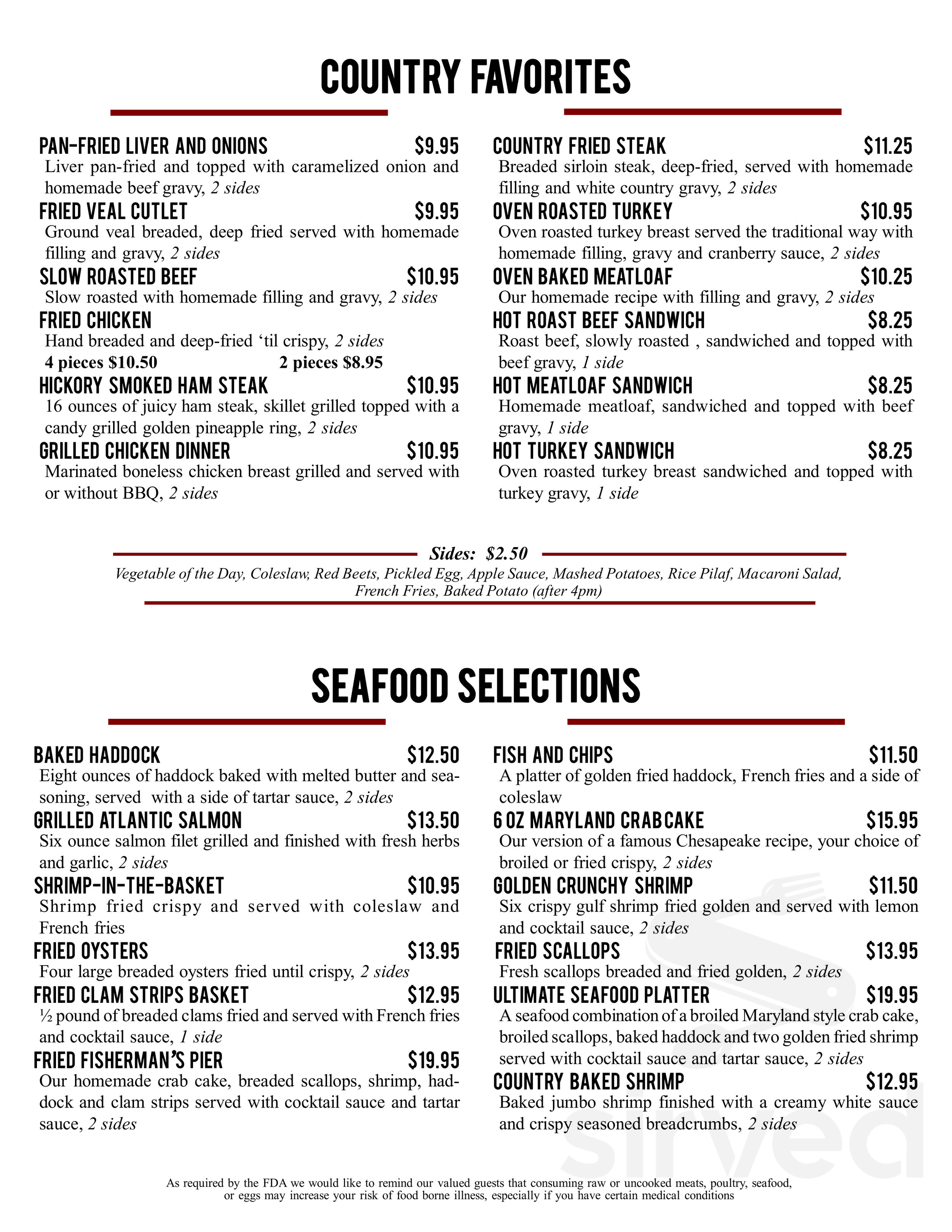 Lion's Pride Restaurant menu in Red Lion, Pennsylvania, USA