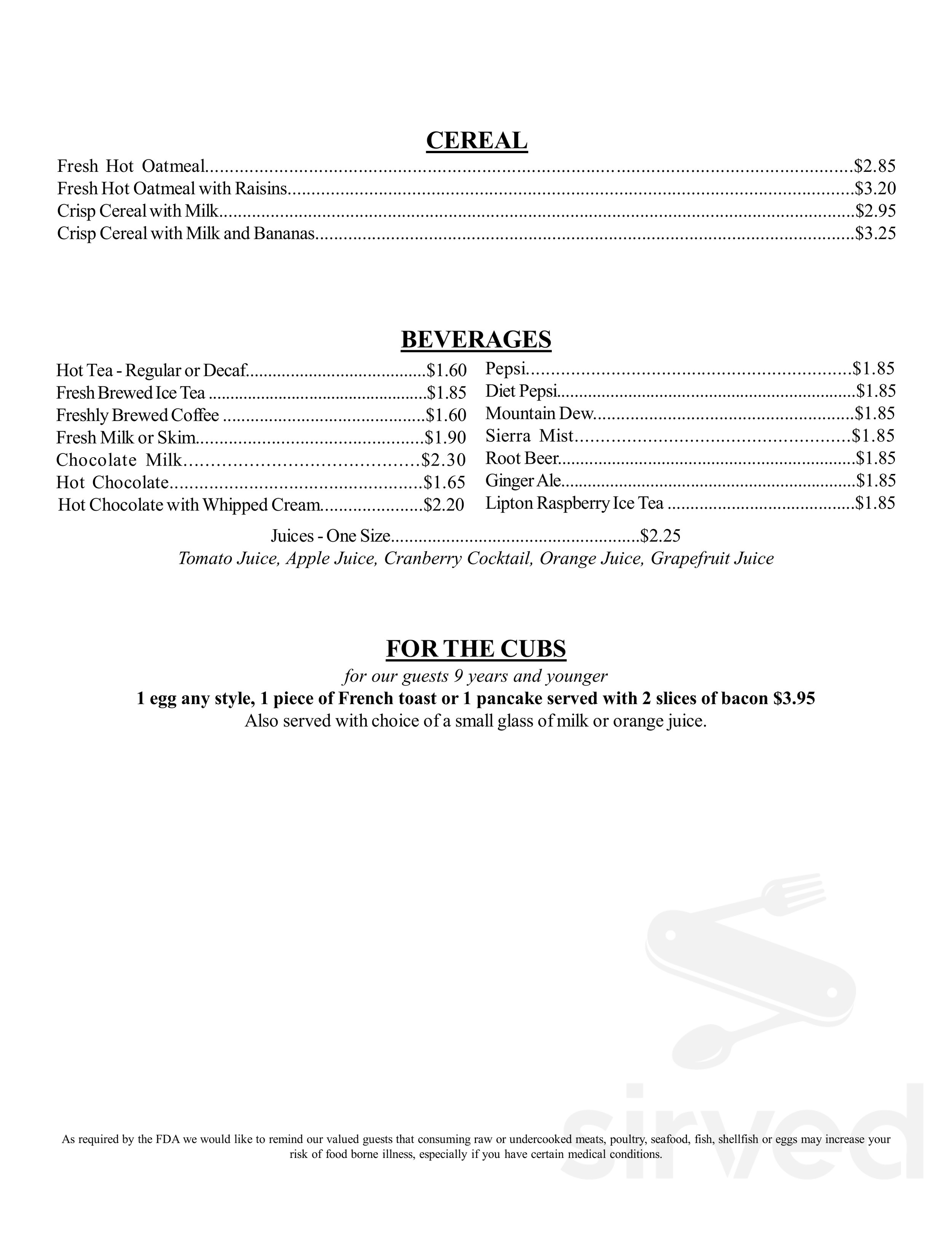 Lion's Pride Restaurant menu in Red Lion, Pennsylvania, USA