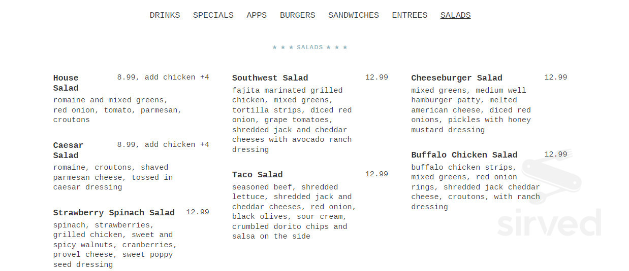 Menu for Main & Mill Brewing Company in Festus, MO | Sirved