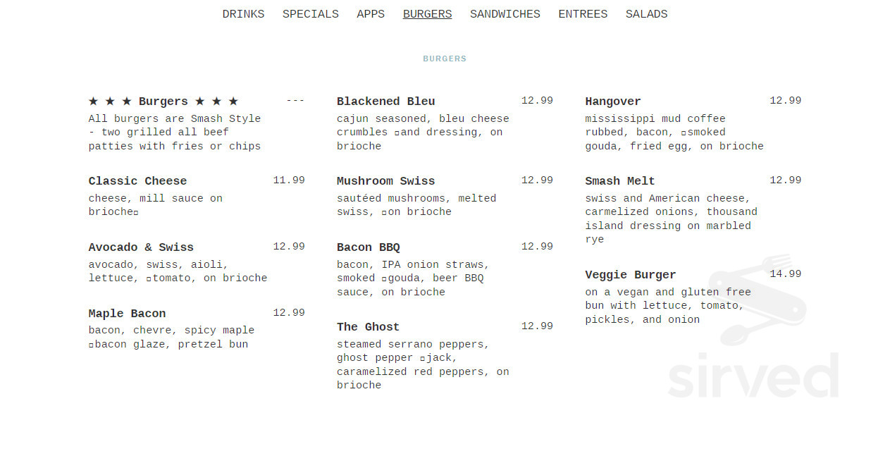 Main & Mill Brewing Company menu in Festus, Missouri, USA