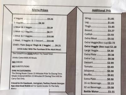 Pannie-George's Kitchen Inc menus in Auburn, Alabama, United States