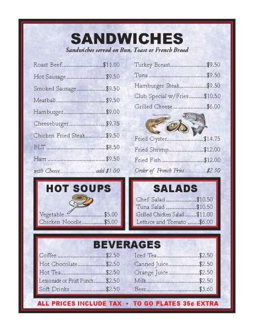 Leni's Cafe menu in New Orleans, Louisiana, USA