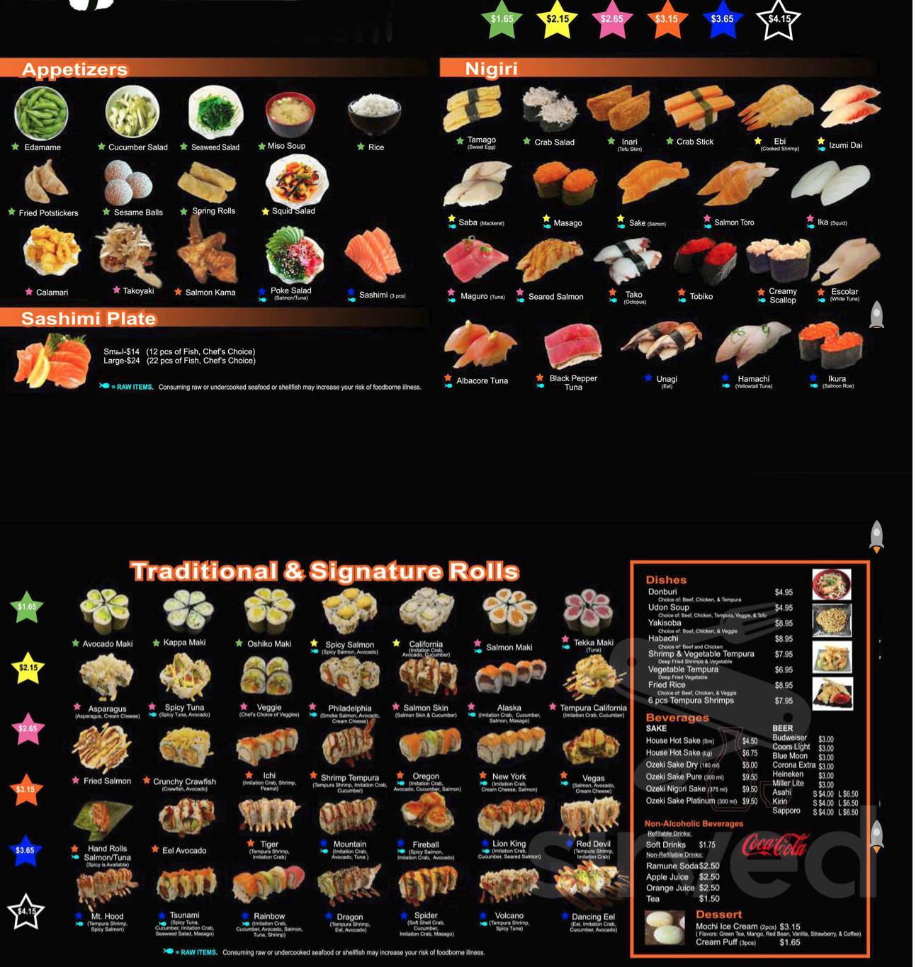 Menu for Oishii Sushi in Springfield, OR | Sirved