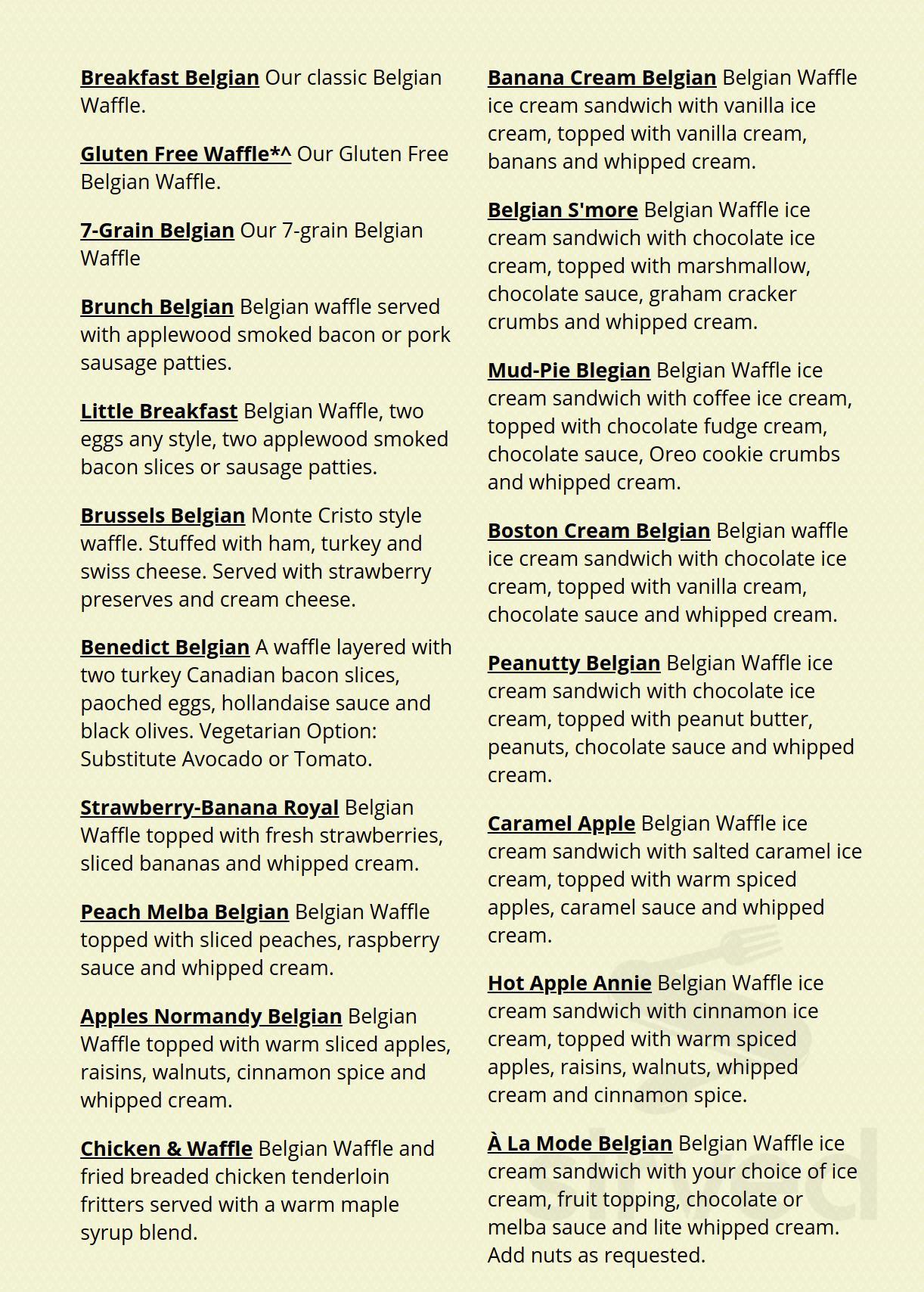 Menu - Lake Arrowhead CA's Belgian Waffle Works | Sirved