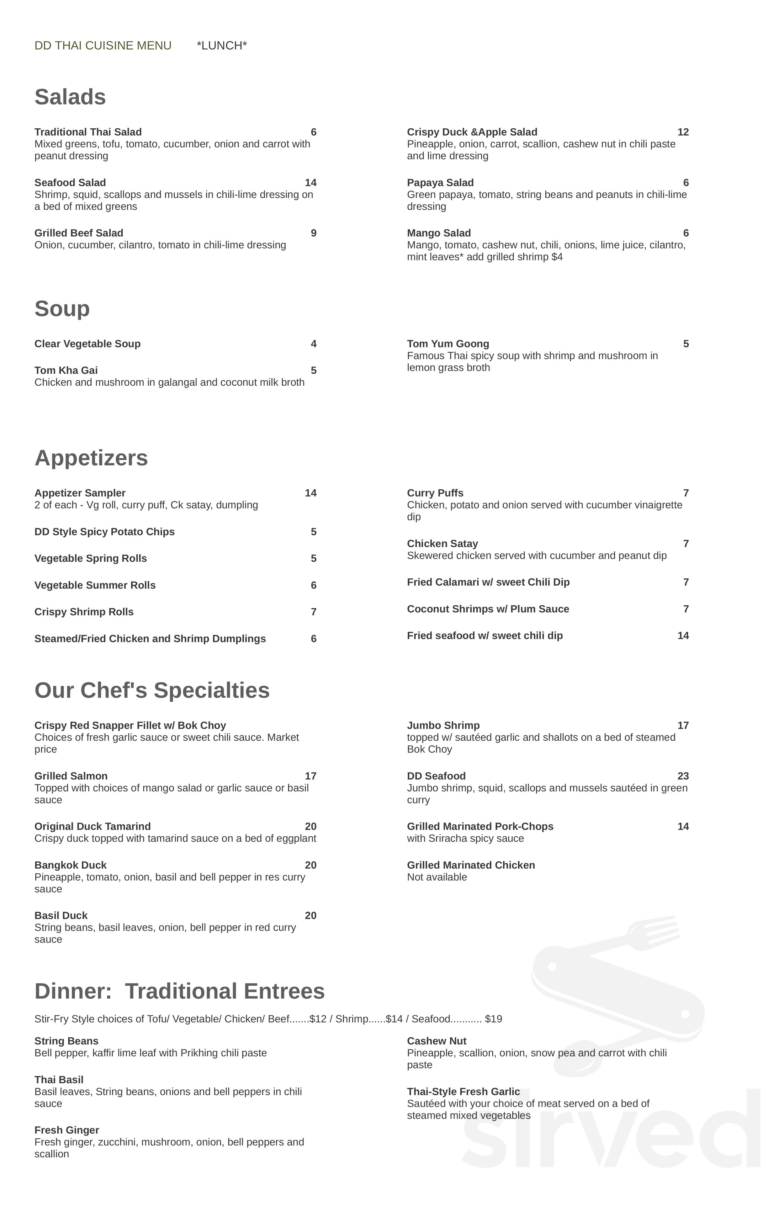 DD Thai Cuisine menus in Rochelle Park, New Jersey, United States