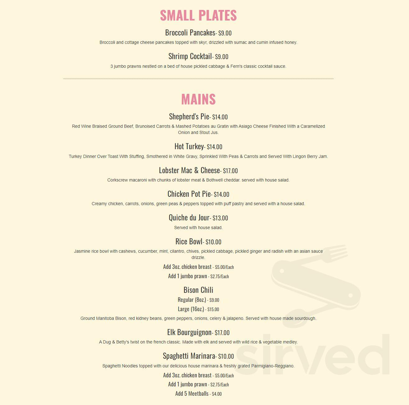 Dug & Betty's Ice Creamery / Crèmerie de Glace menus in Winnipeg ...