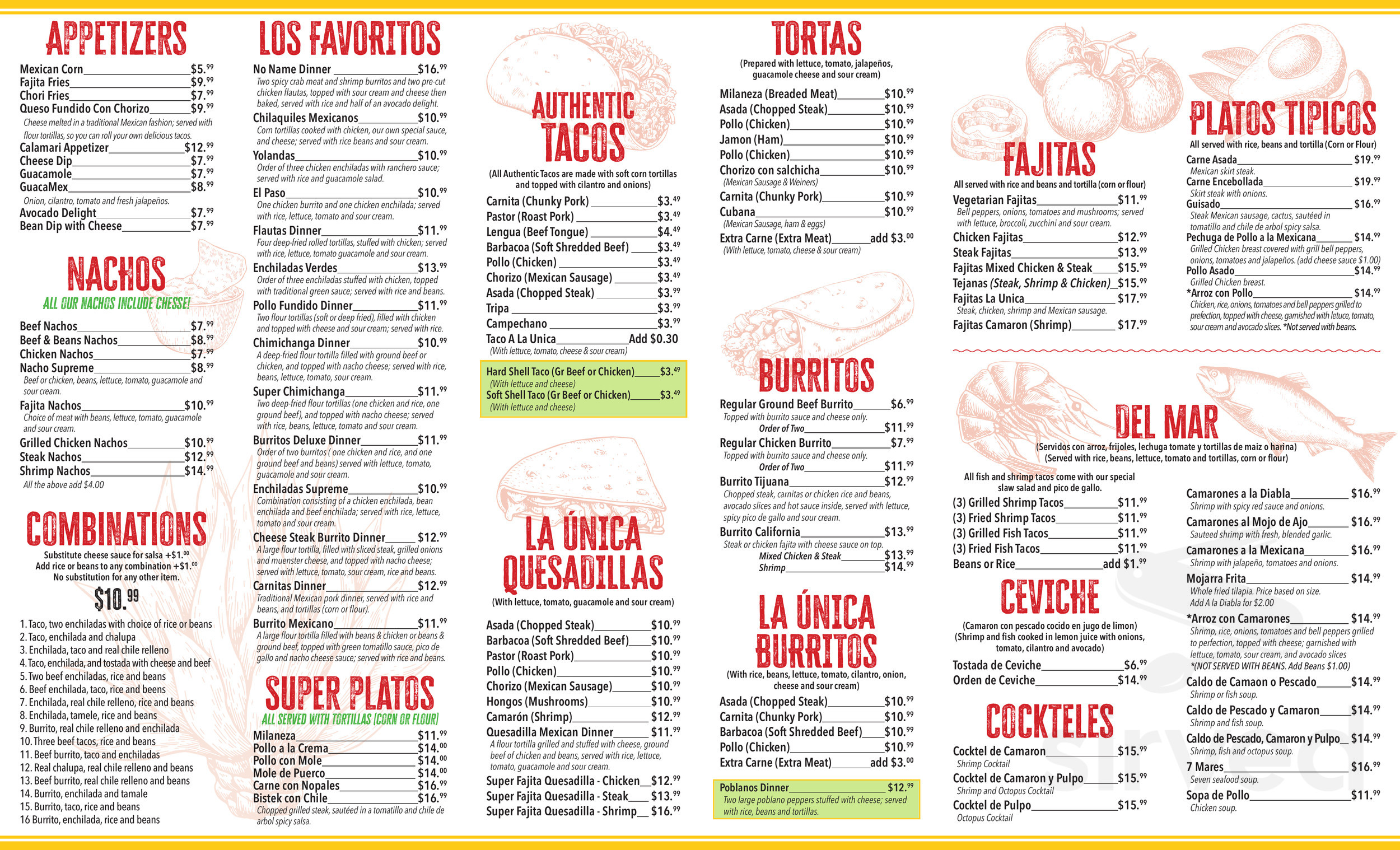 LA UNICA - Bar & Grill menu in Charlotte, North Carolina, USA