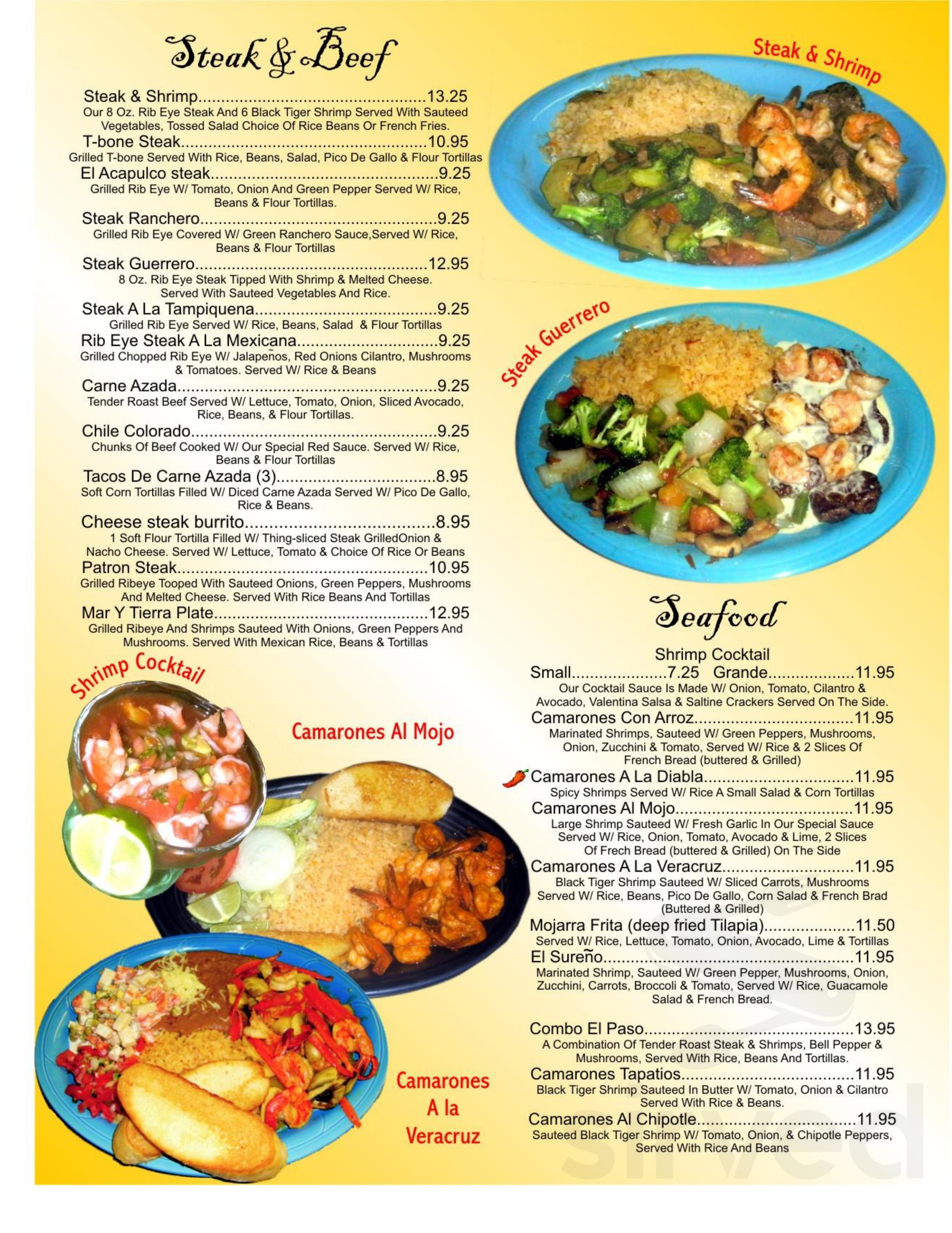 Menu - Shelby NC's El Acapulco Mexican Restaurant | Sirved