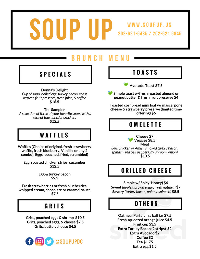 Soup Up menu in Washington, Washington D.C, USA