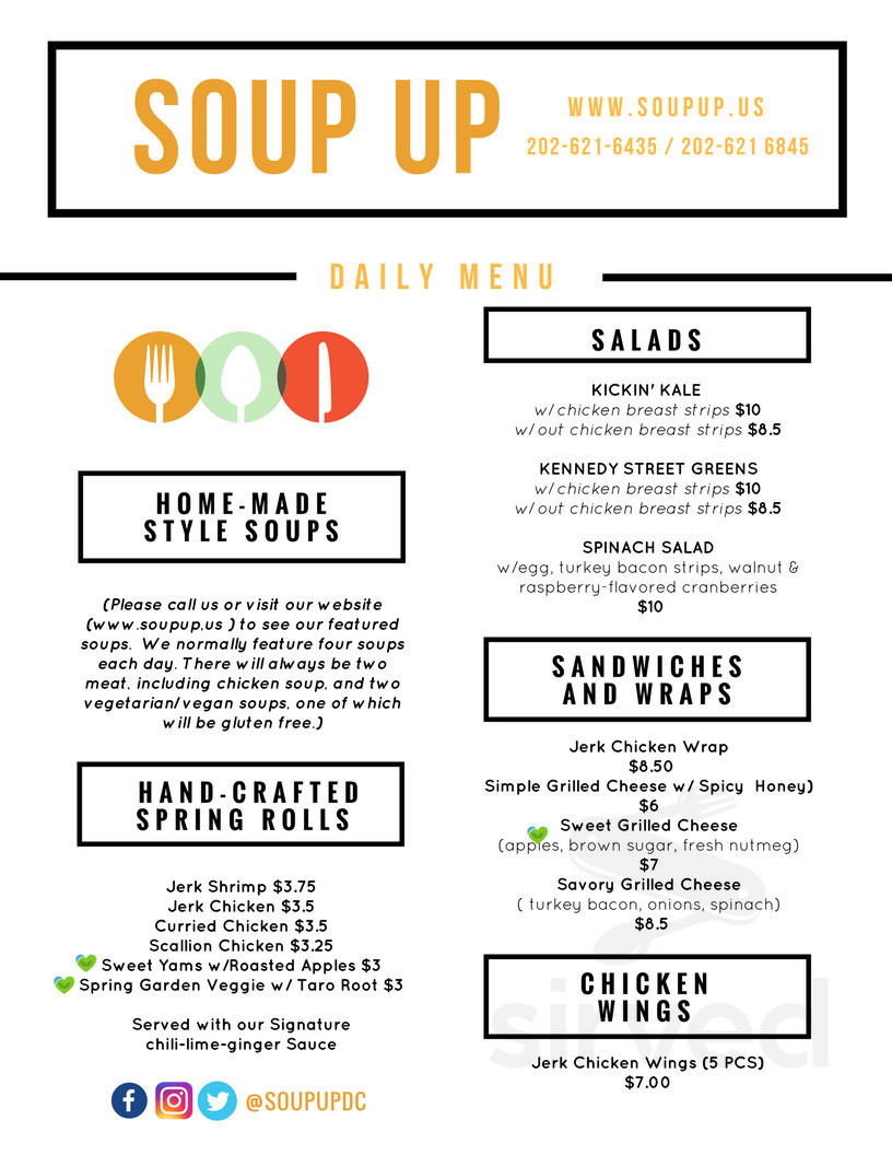 Soup Up menu in Washington, Washington D.C, USA