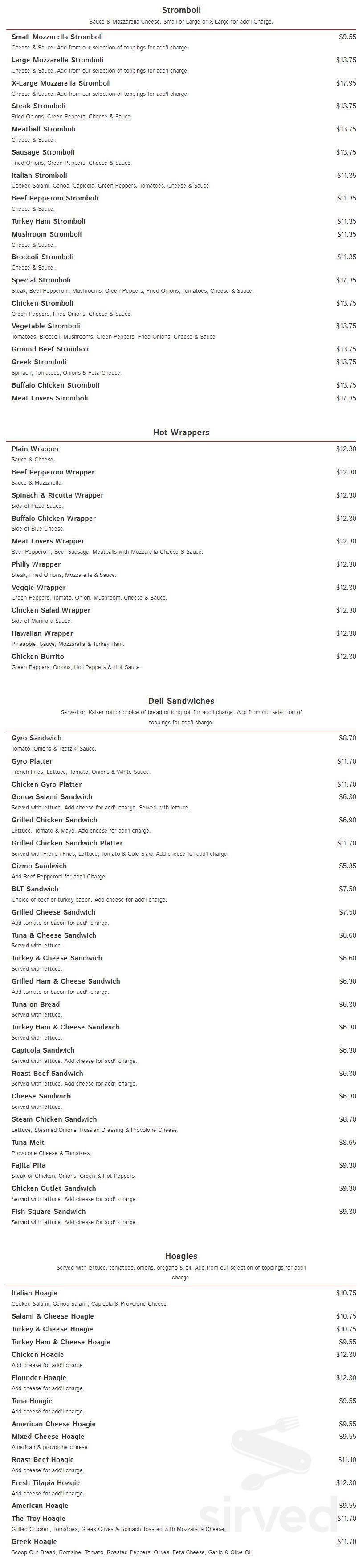 Menu - Philadelphia PA's In & Out Express Pizza and Steak | Sirved