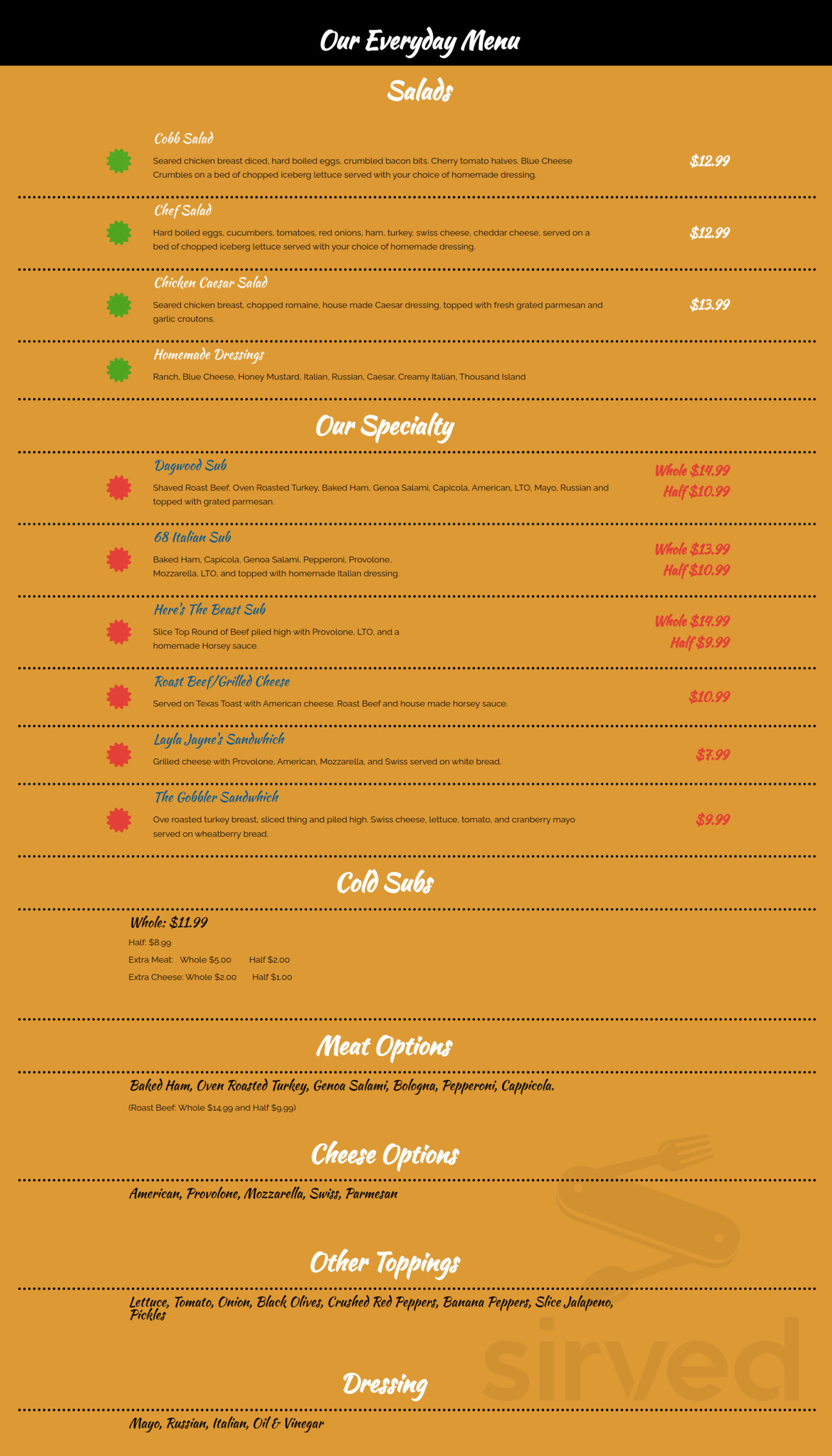 Route 68 Deli menu in Ogdensburg, New York, USA