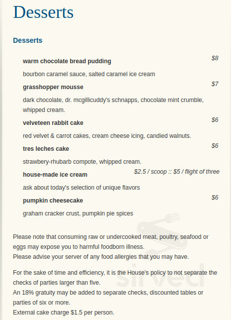 Two Brothers Tavern menu in Middlebury, Vermont, USA