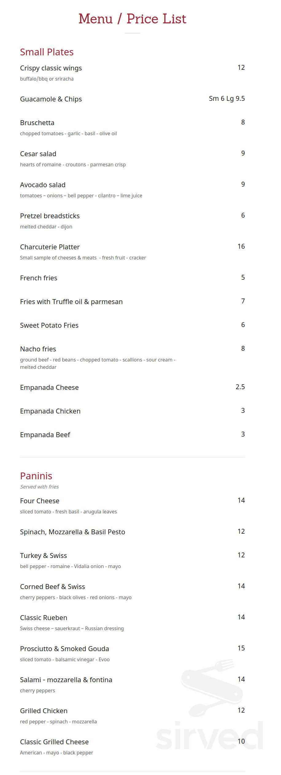 New Roc Social Bar & Lounge menu in New Rochelle, New York, USA