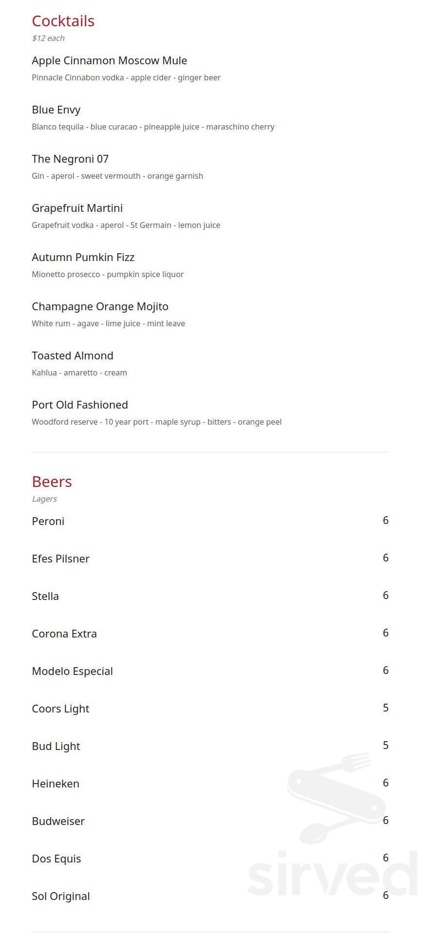 New Roc Social Bar & Lounge menu in New Rochelle, New York, USA