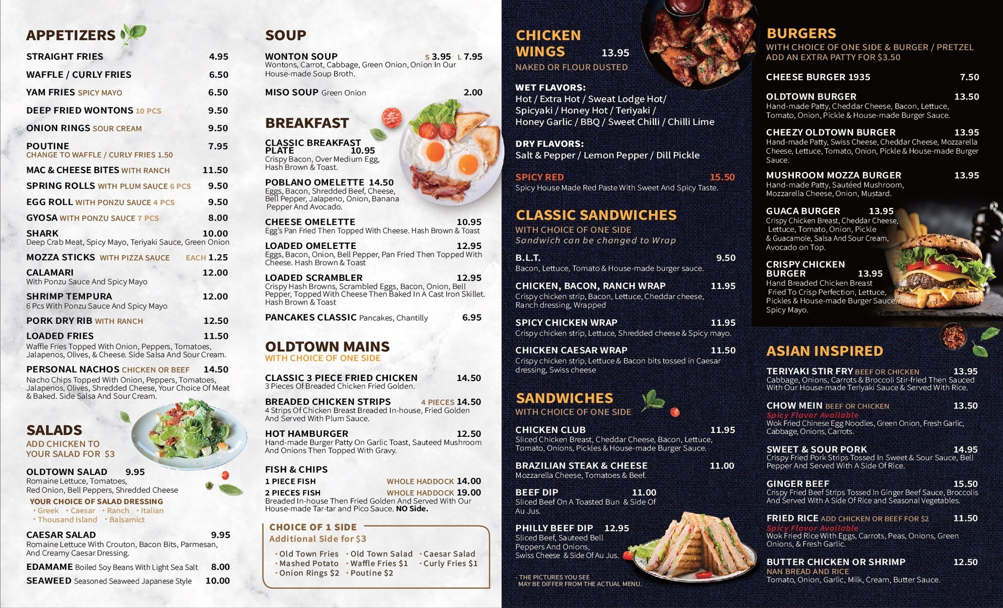 Old Town Restaurant & Bar menu in Wabasca-Desmarais, Alberta, Canada