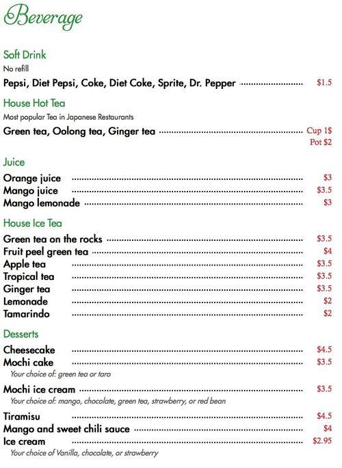 Sushi Win menu in Evergreen, Colorado, USA