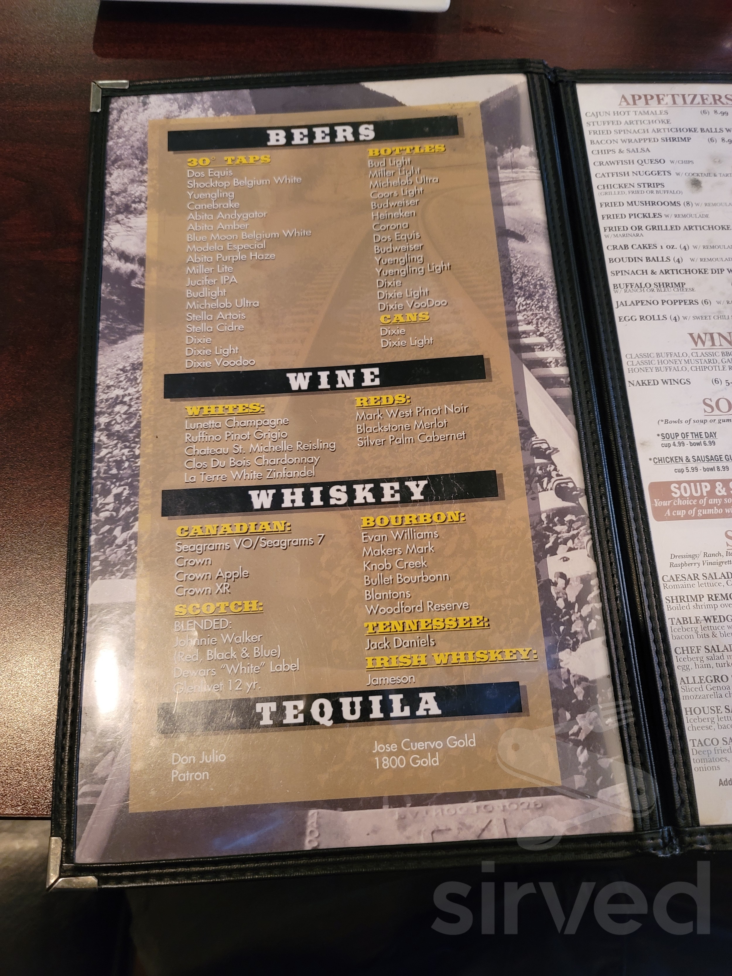 Gretna Depot menu in Gretna, Louisiana, USA