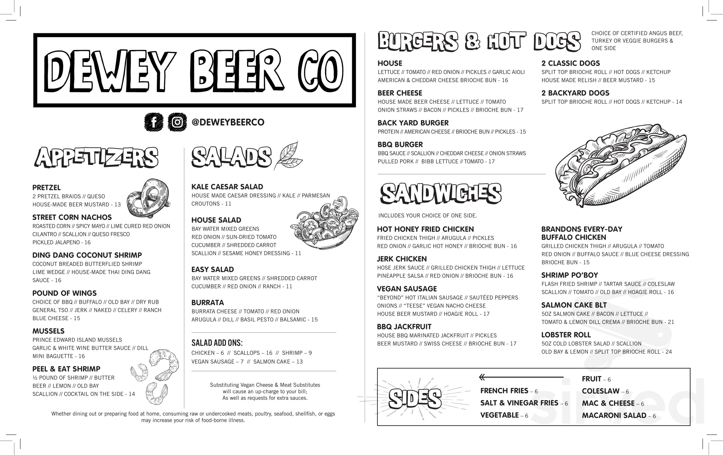 Dewey Beer Co. menu in Dewey Beach, Delaware, USA