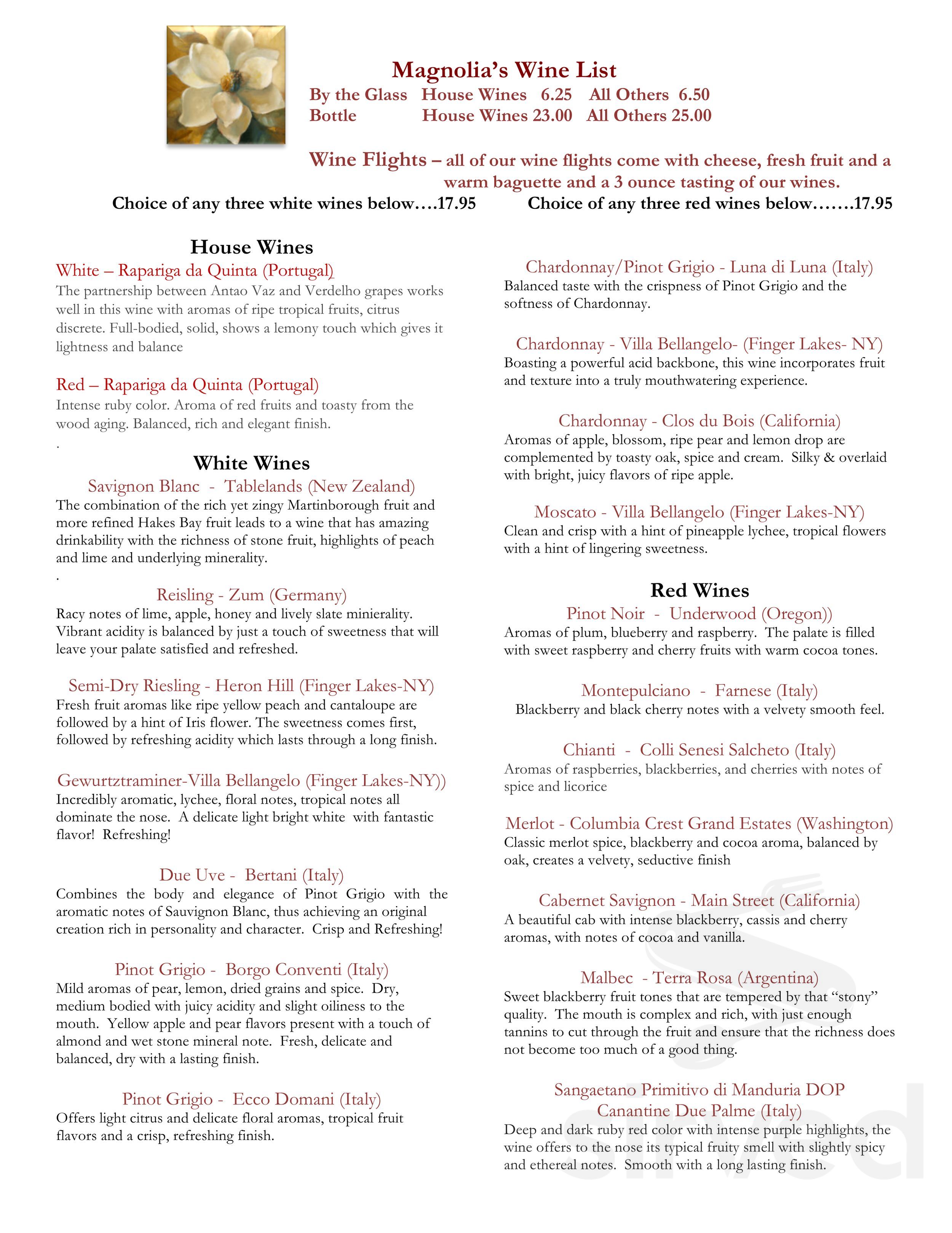 Magnolia's Deli & Cafe menu in Rochester, New York, USA