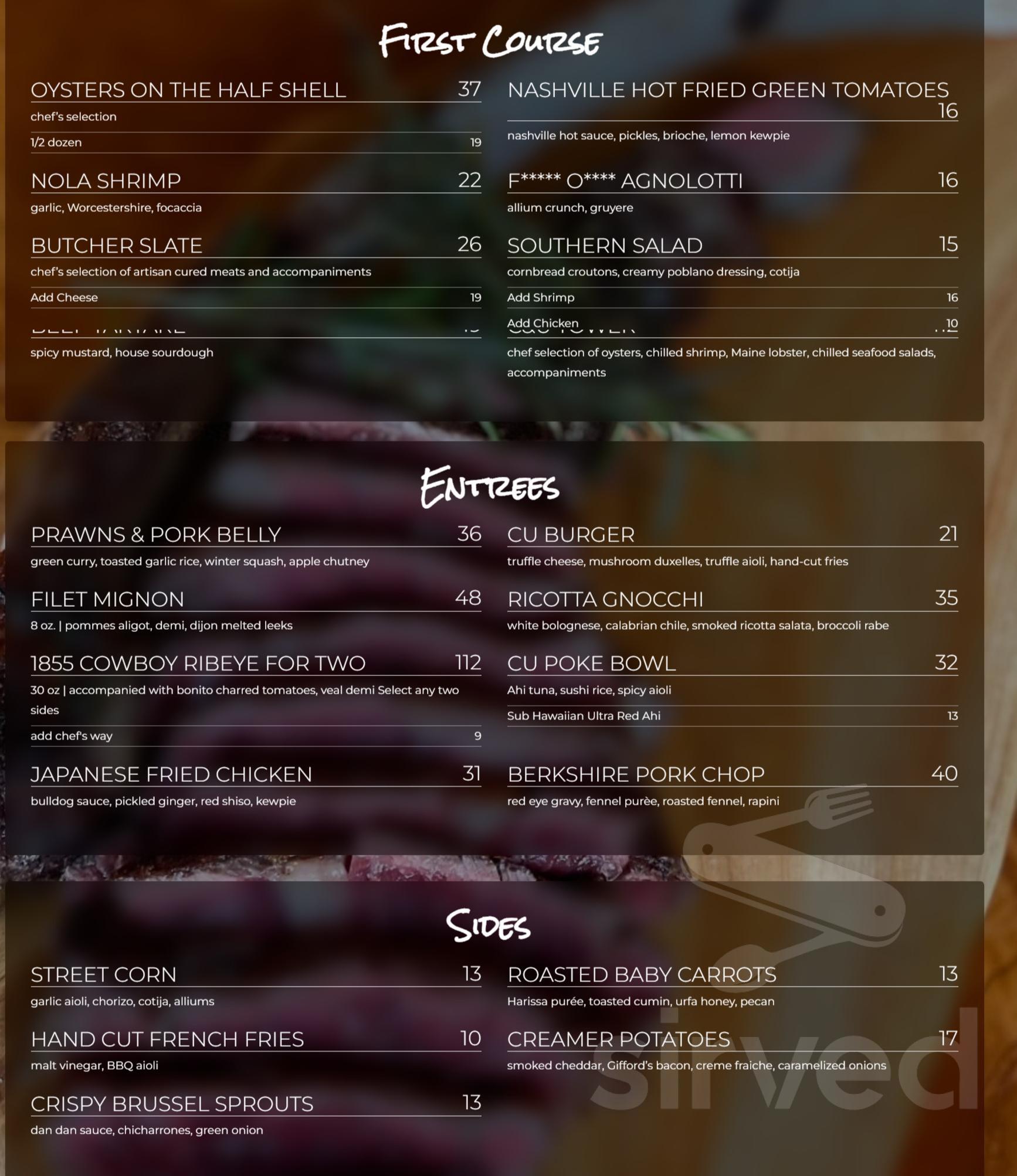 Church and Union Nashville menu in Nashville, Tennessee, USA