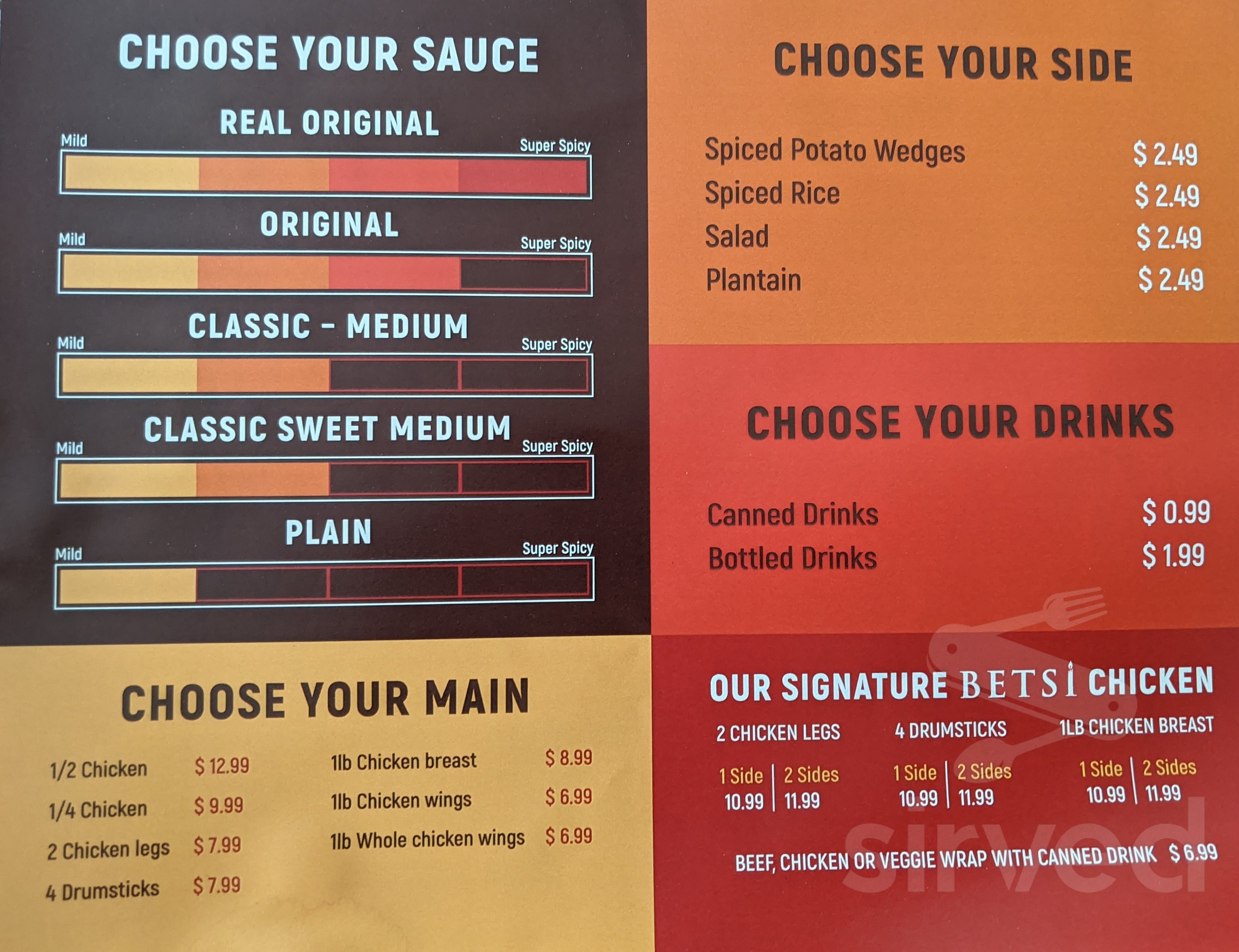 Betsi Chicken menu in Ottawa, Ontario, Canada