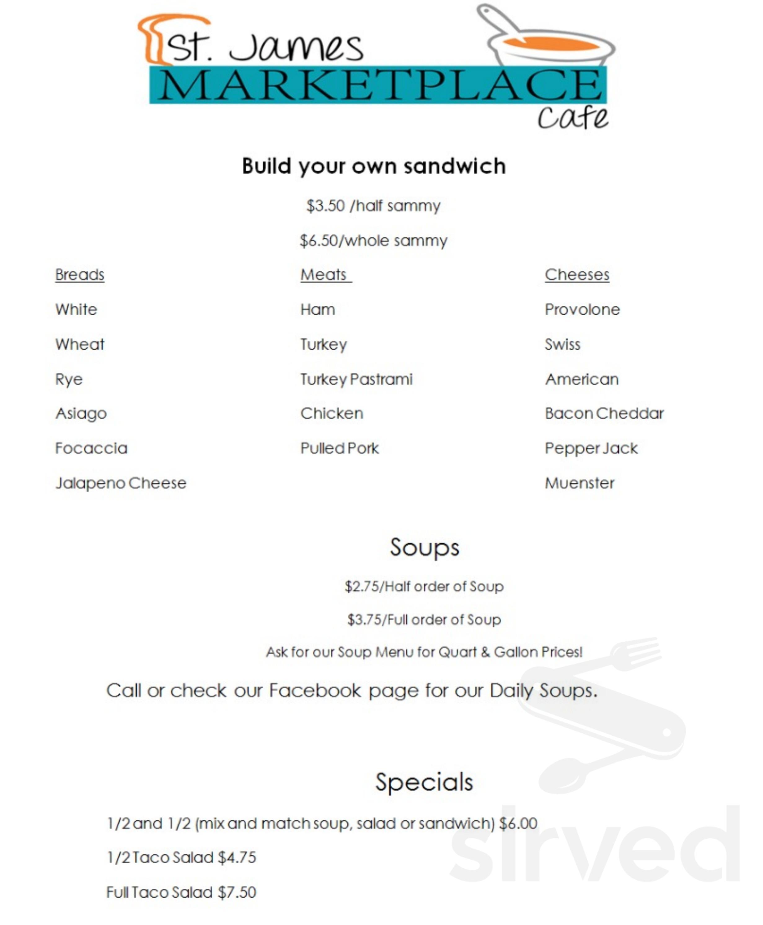 Menu for St. James Marketplace Cafe in St James, MO | Sirved
