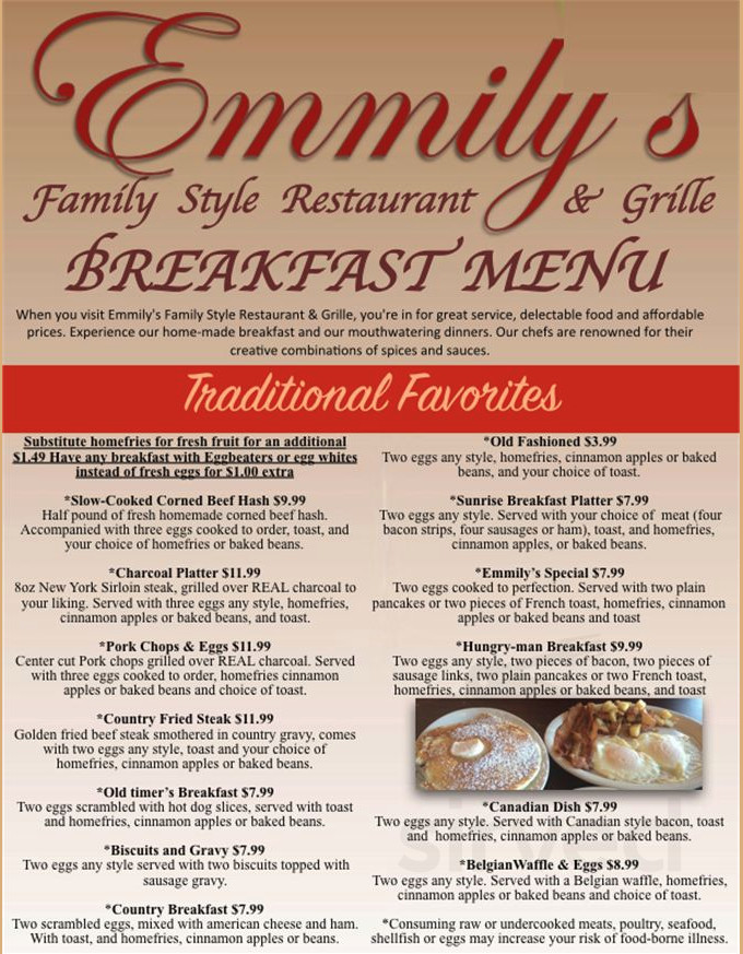 Emmily's menu in Johnston, Rhode Island, USA