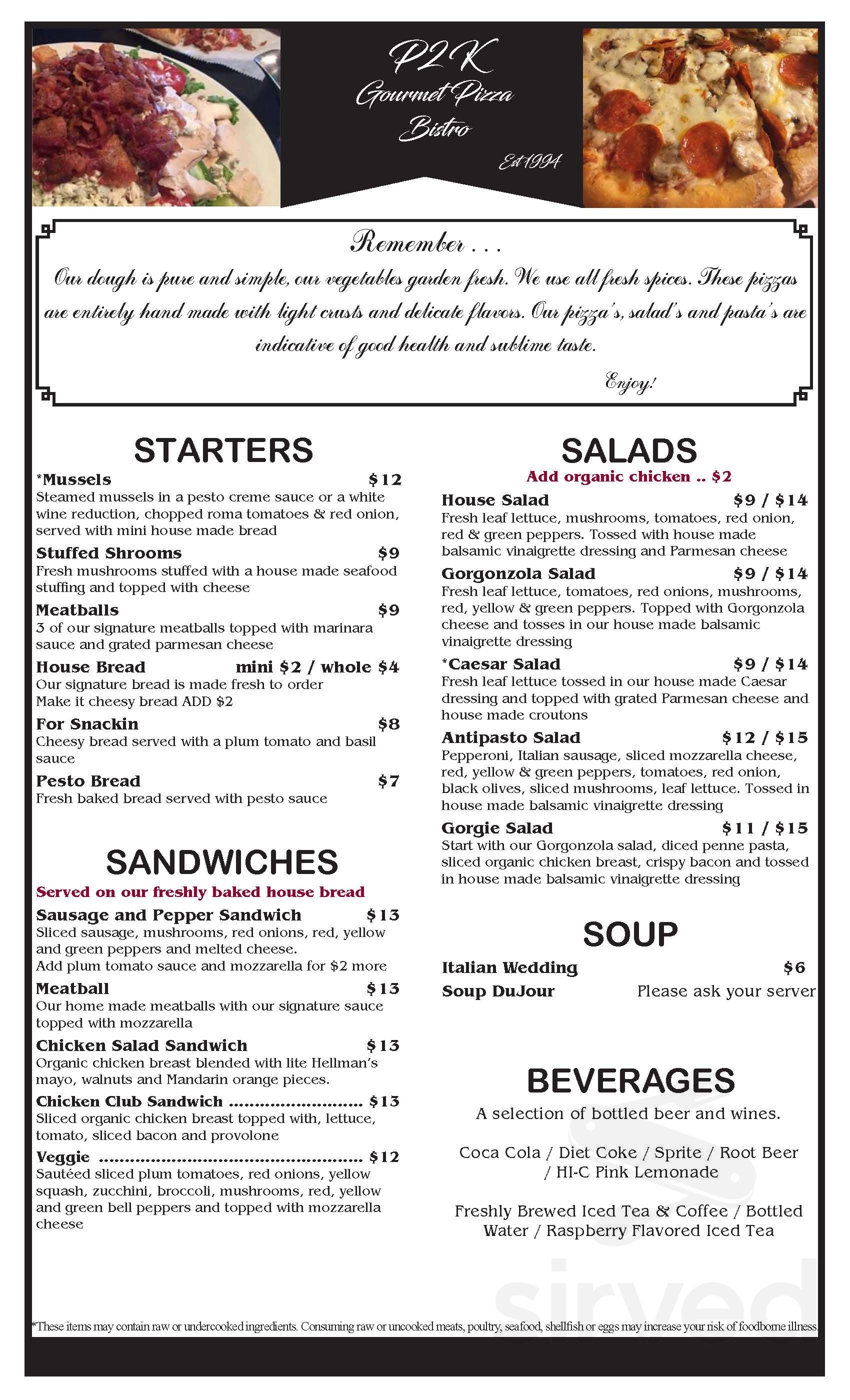 Pizza 2000 menu in Fort Myers, Florida, USA
