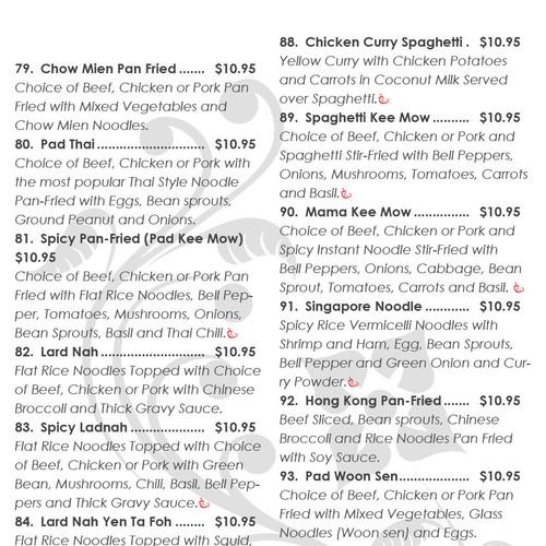Thai House menu in Monterey Park, California, USA