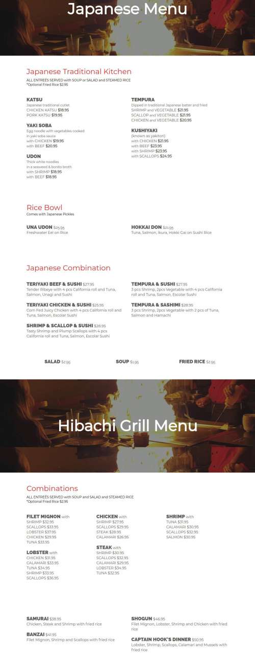 Tokyo Bay Bonita Springs menu in Bonita Springs, Florida, USA