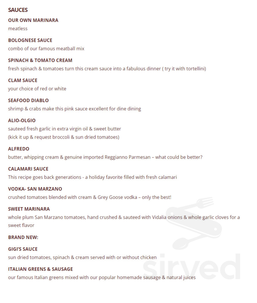 Lariccia's Italian Market Place Restaurant menu in Youngstown, Ohio, USA