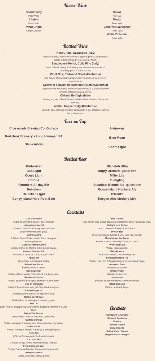 Pomodoro's Italian Eatery menu in Catskill, New York, USA