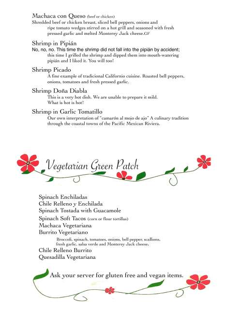 El Mirasol Cocina Mexicana menu in Palm Springs, California, USA
