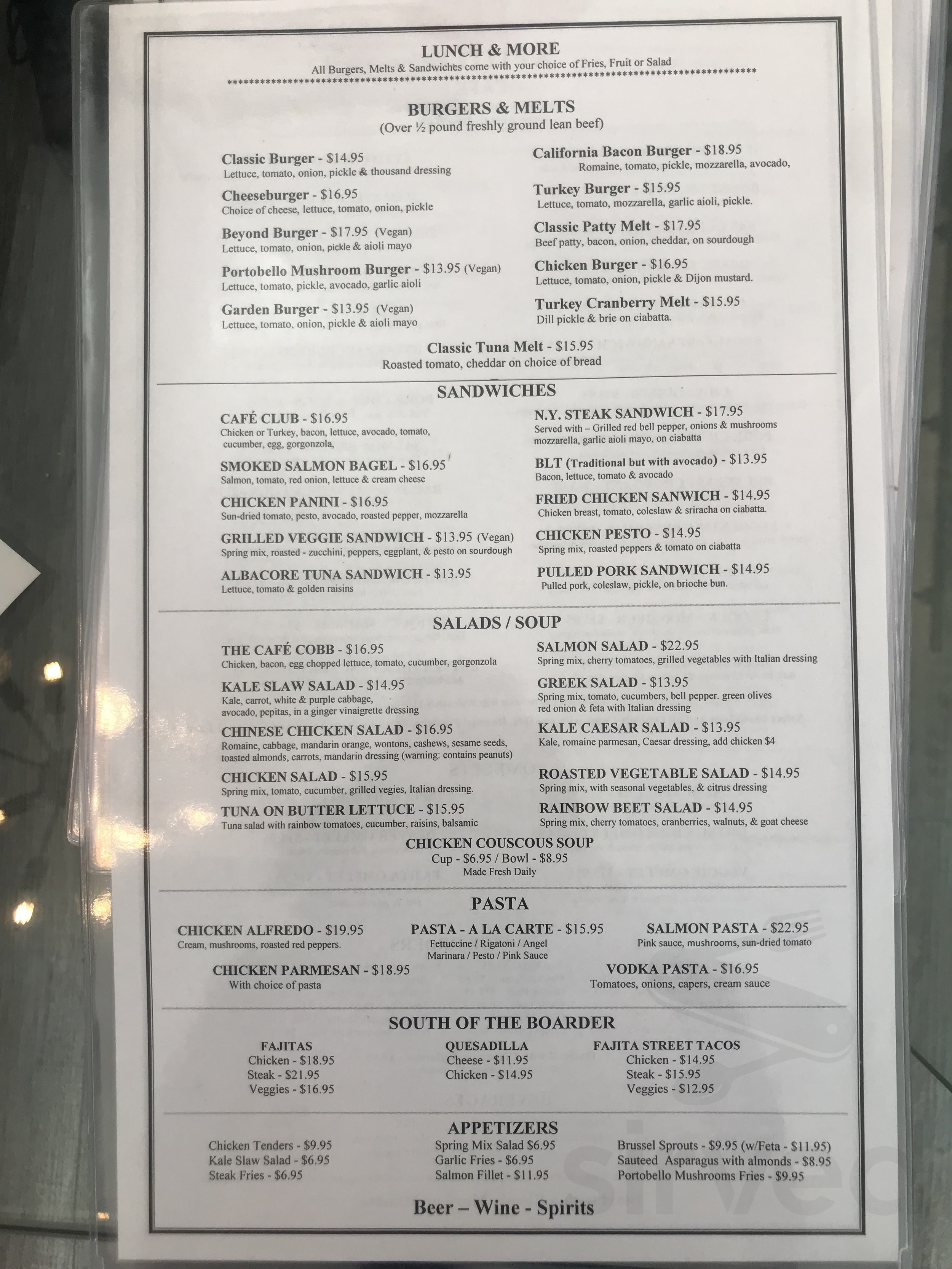 ATTITUDE CAFE menu in Los Angeles, California, USA