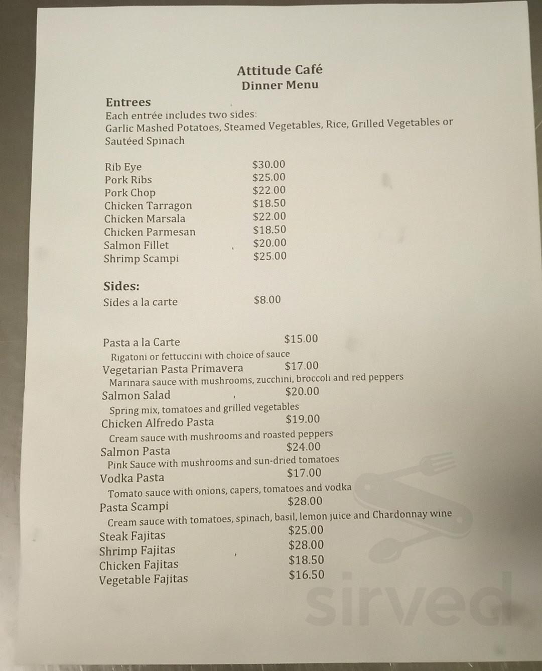 ATTITUDE CAFE menu in Los Angeles, California, USA
