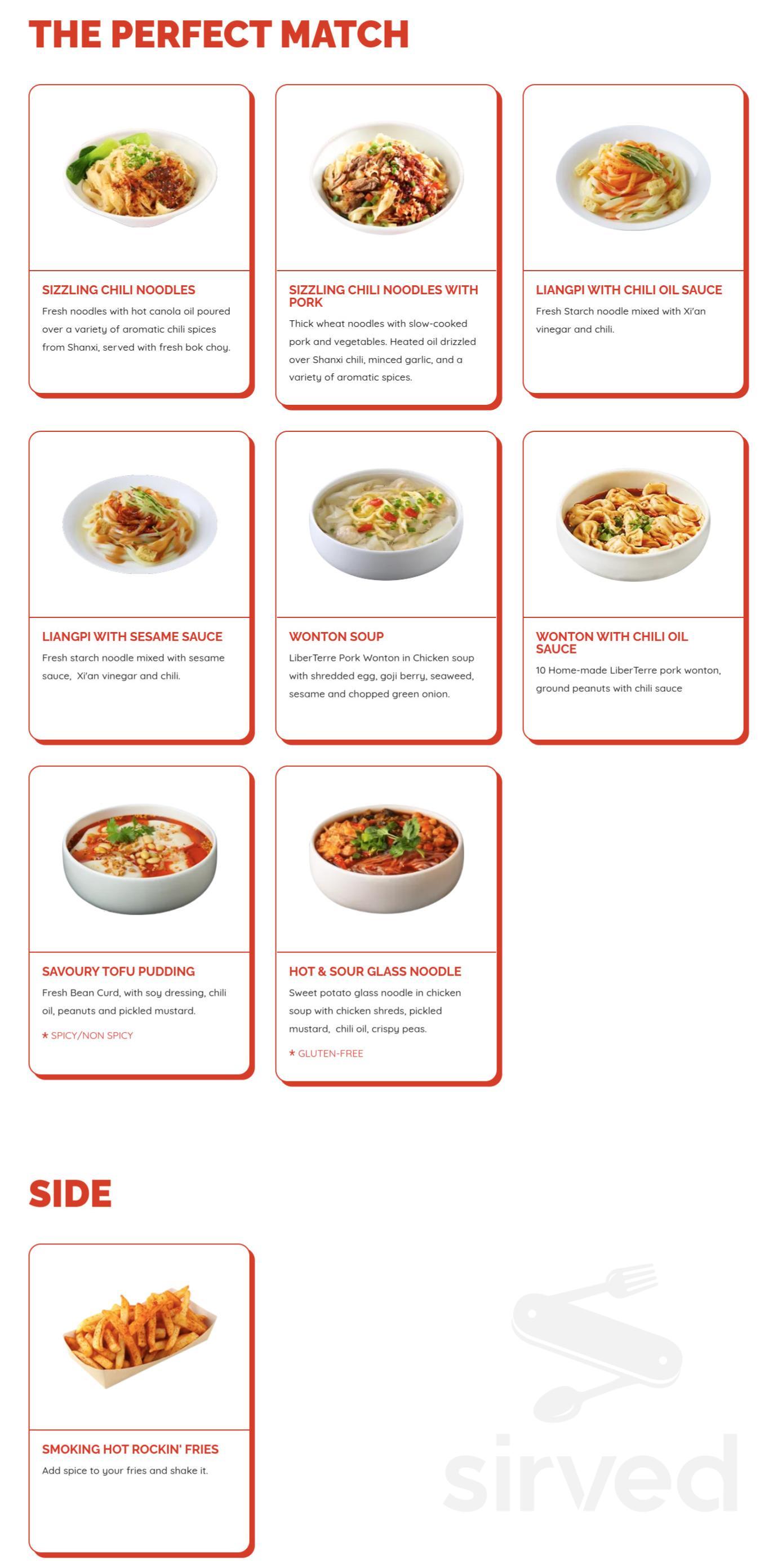 Bingz Crispy Burger 西少爷肉夹馍 menu in Markham, Ontario, Canada