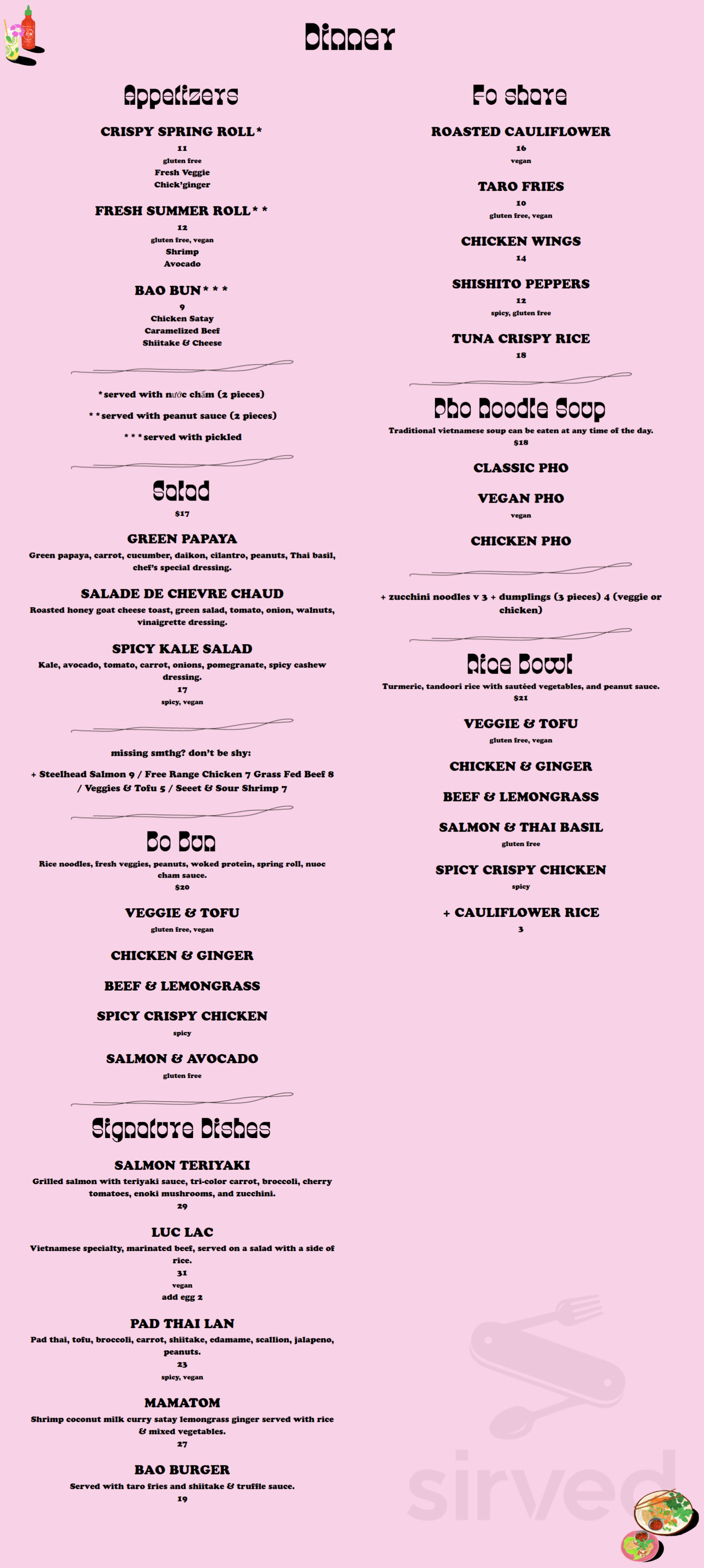 Menu - New York NY's BoCaphe SoHo | Sirved