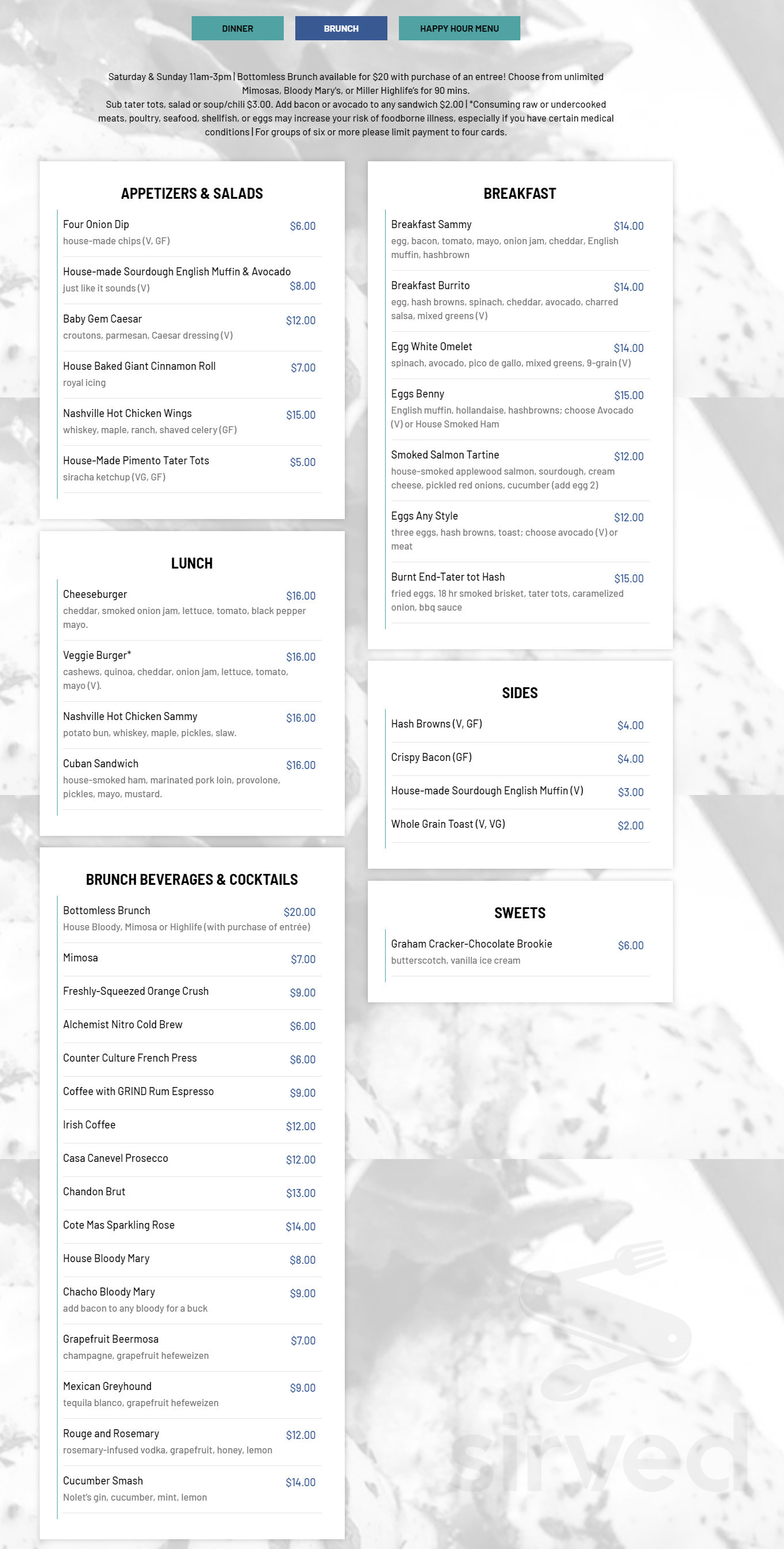 Present Company Public House menu in 438 Massachusetts Ave NW ...