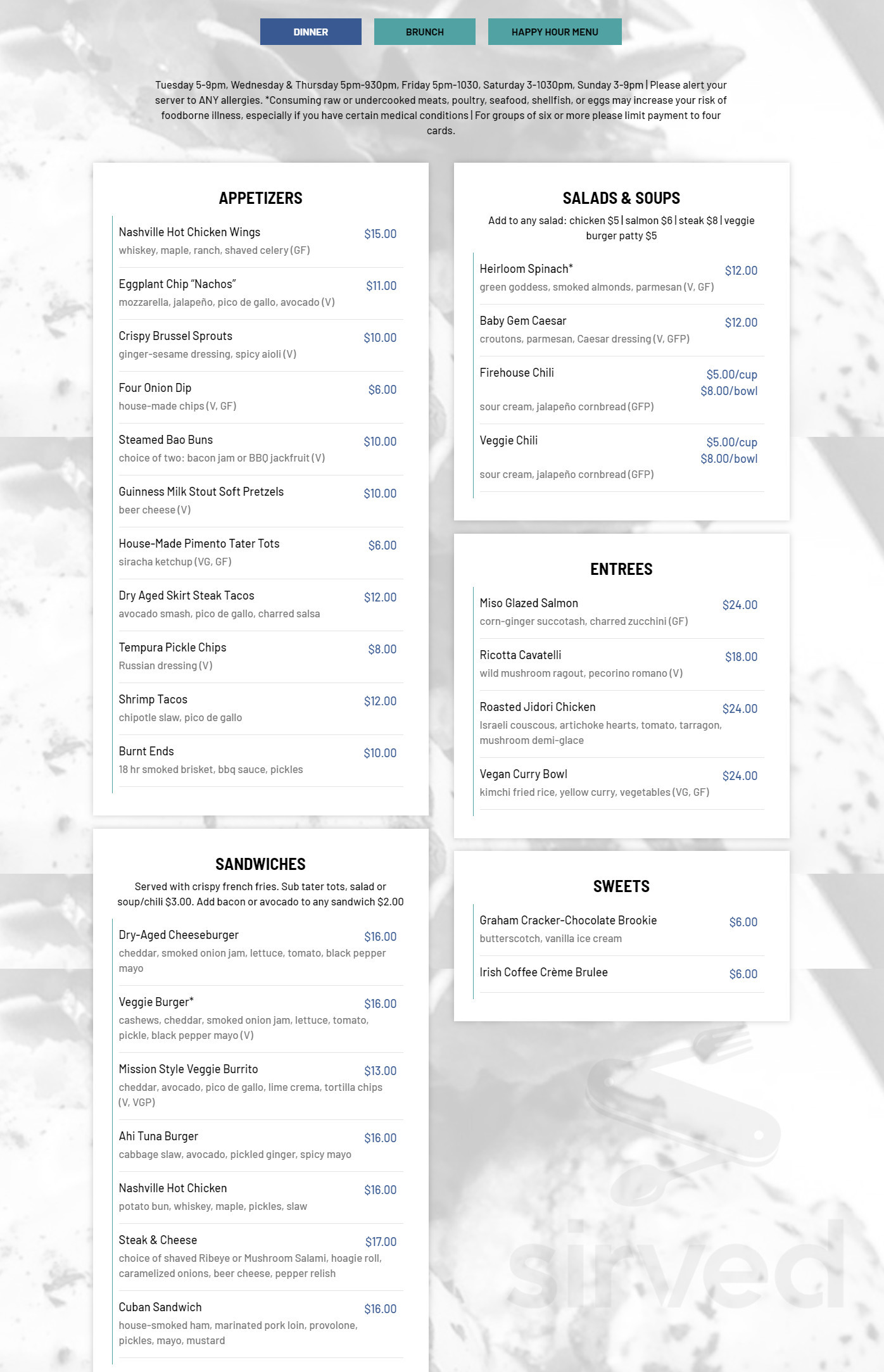 Present Company Public House menu in 438 Massachusetts Ave NW ...