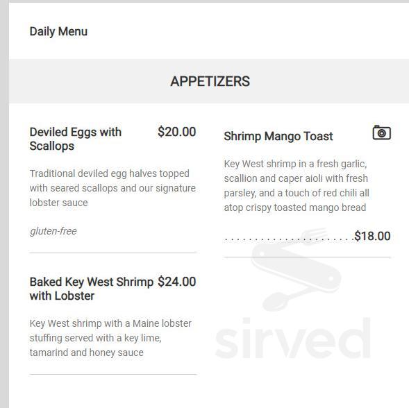 Menu for Red Shoe Island Bistro in Key West, FL | Sirved