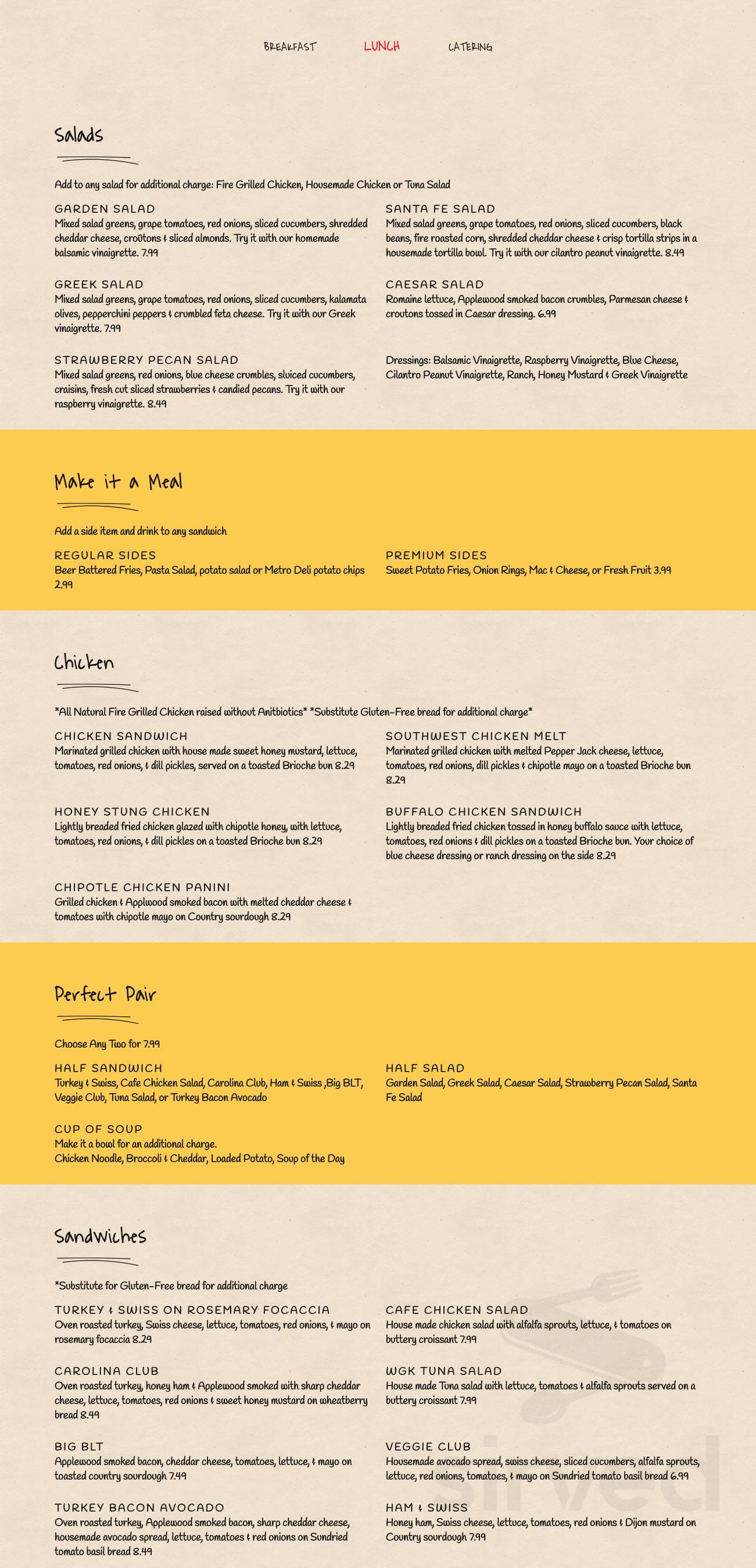 William's Gourmet Kitchen menu in Durham, North Carolina, USA