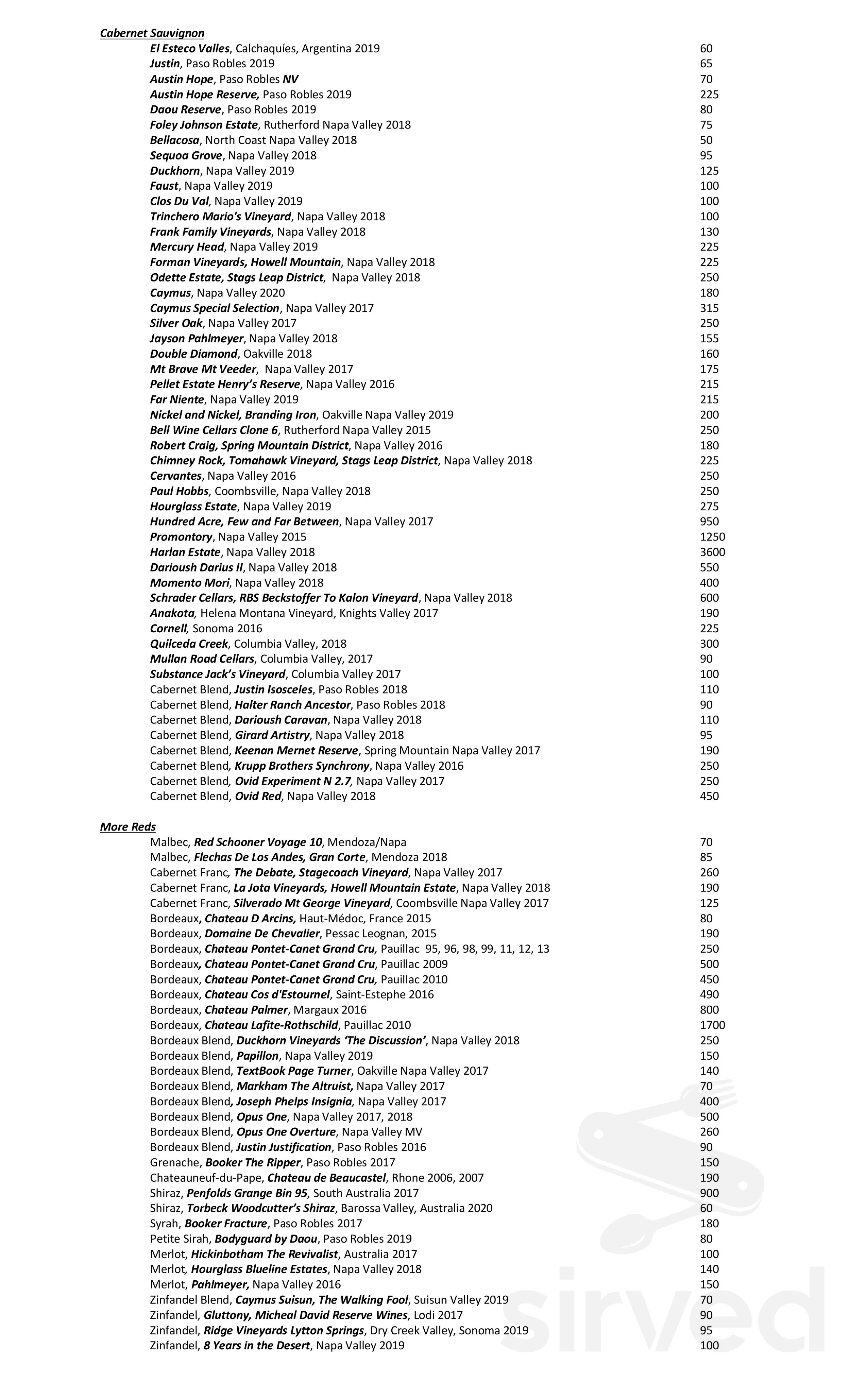 Menu - Key West FL's Cafe Marquesa | Sirved