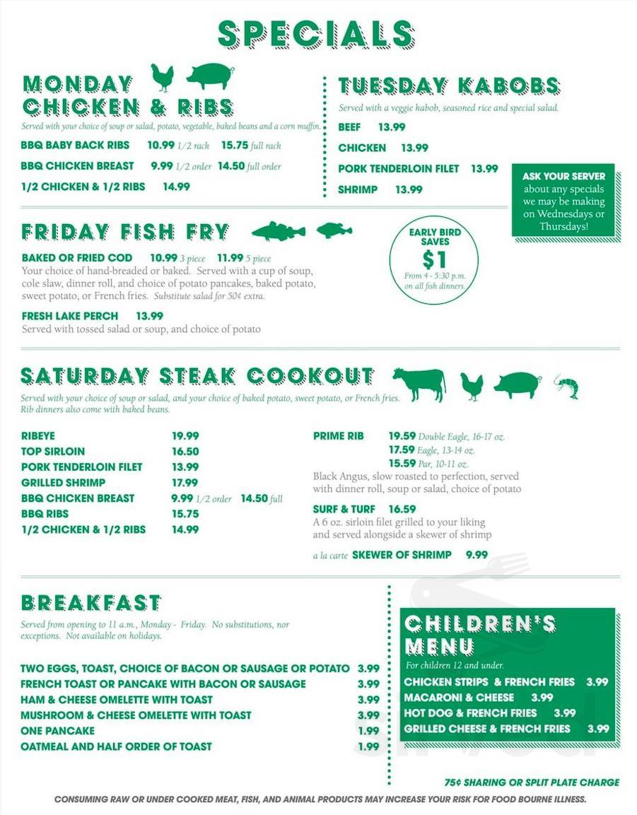 Menu for Greenie's Clubhouse at Delbrook in Delavan, WI | Sirved