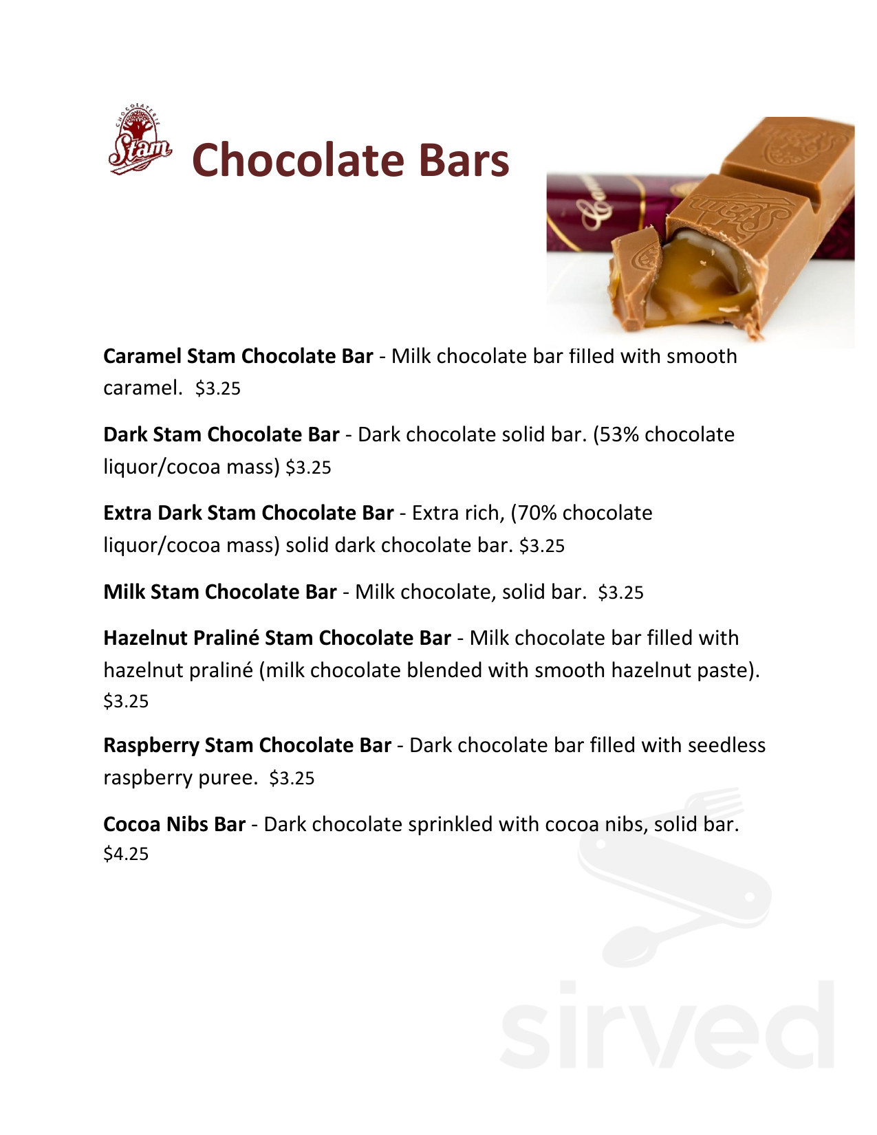 Chocolaterie Stam - Omaha menu in Papillion, Nebraska, USA