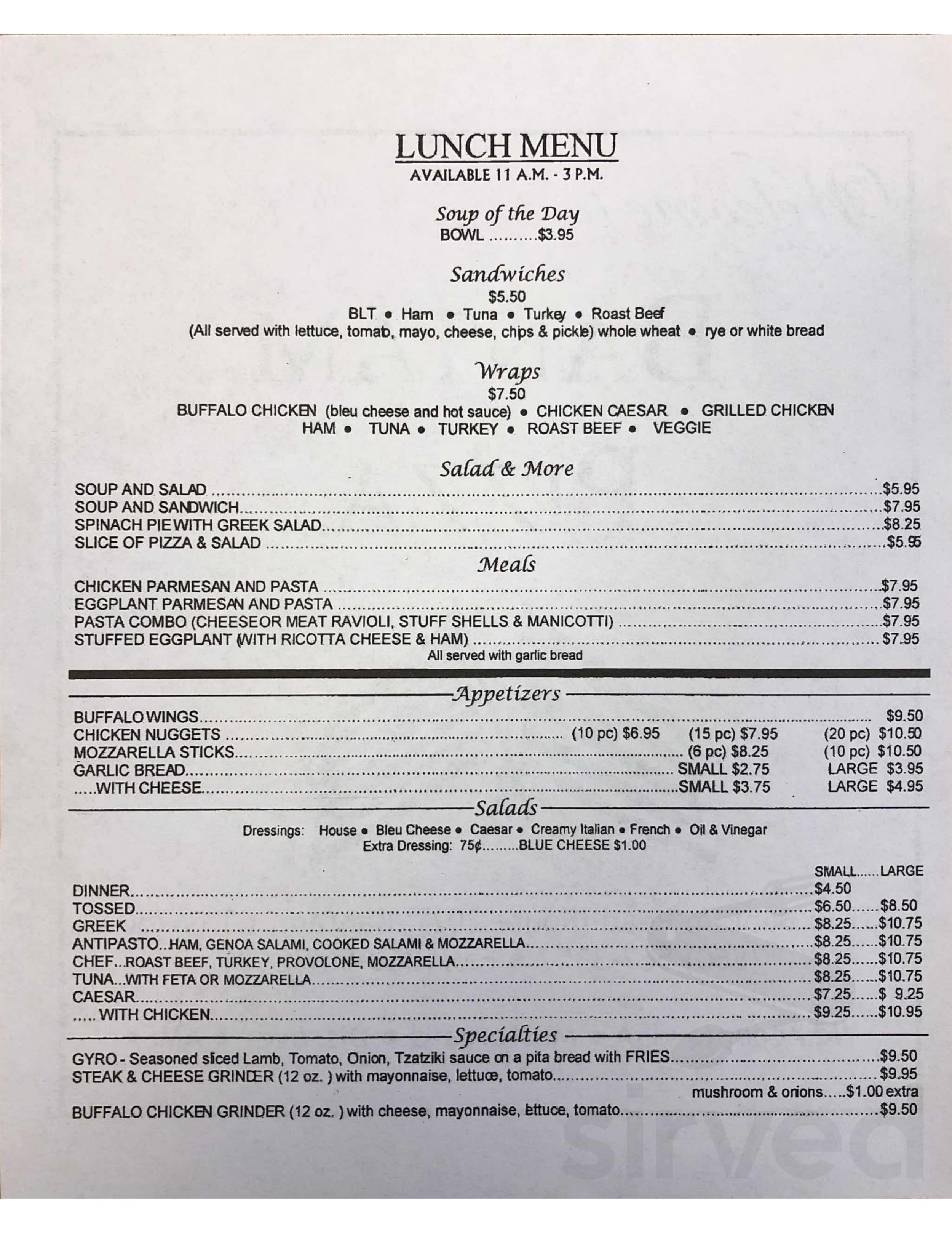 Bantam Pizza & Restaurant menu in Bantam, Connecticut, USA